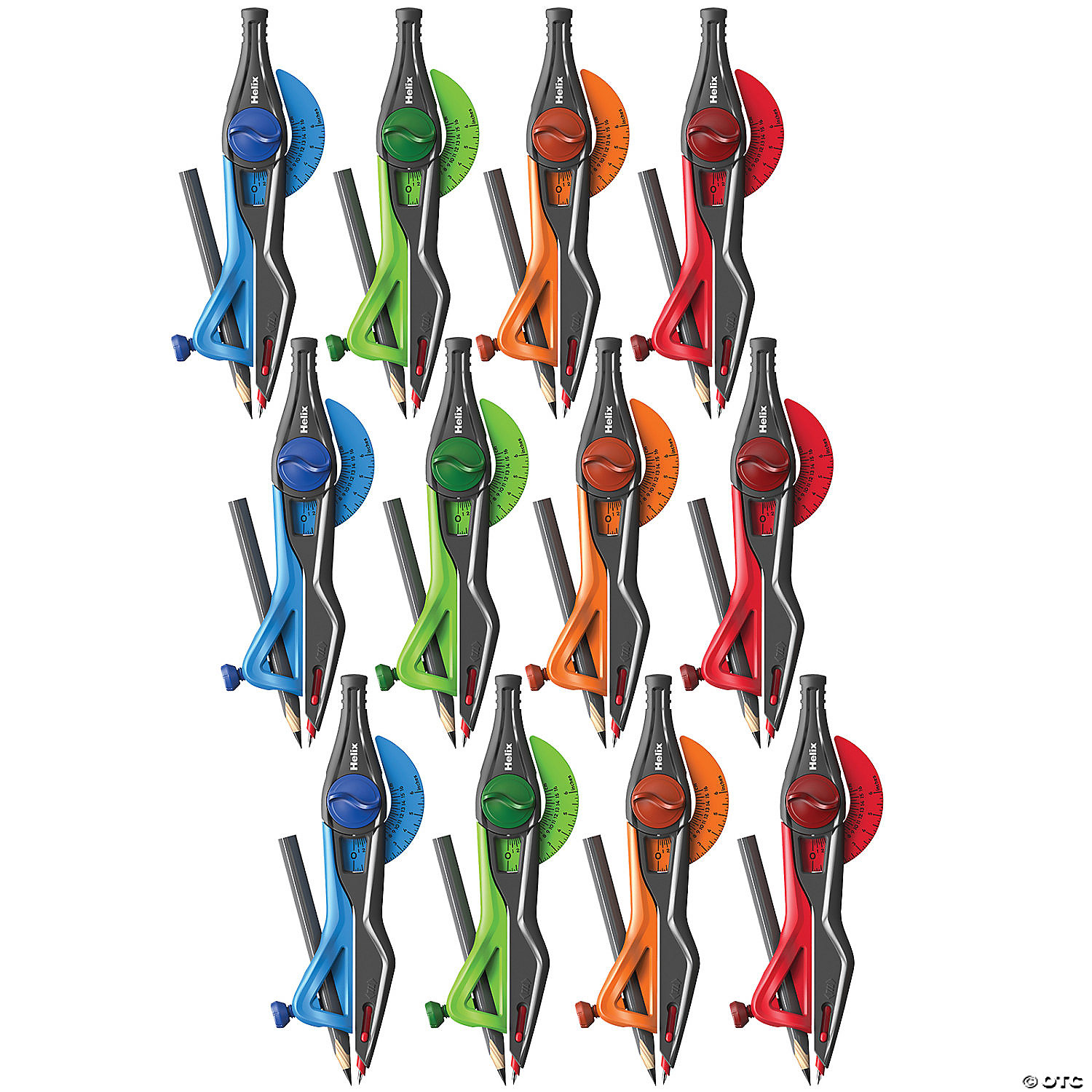 Helix Universal Locking Compass, Assorted Colors, Pack of 12