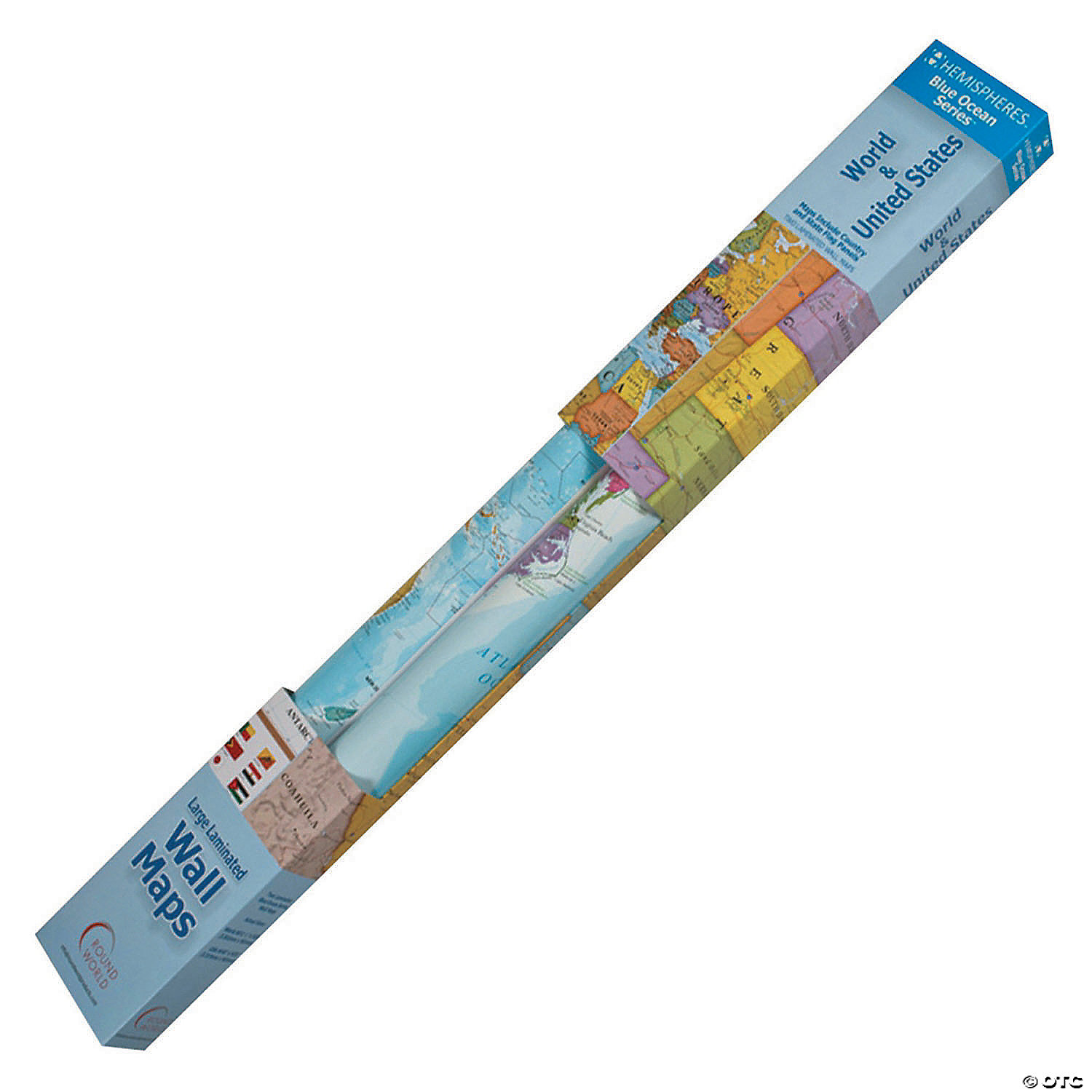 Hemispheres Laminated Map, U.S./World 2-Map Pack