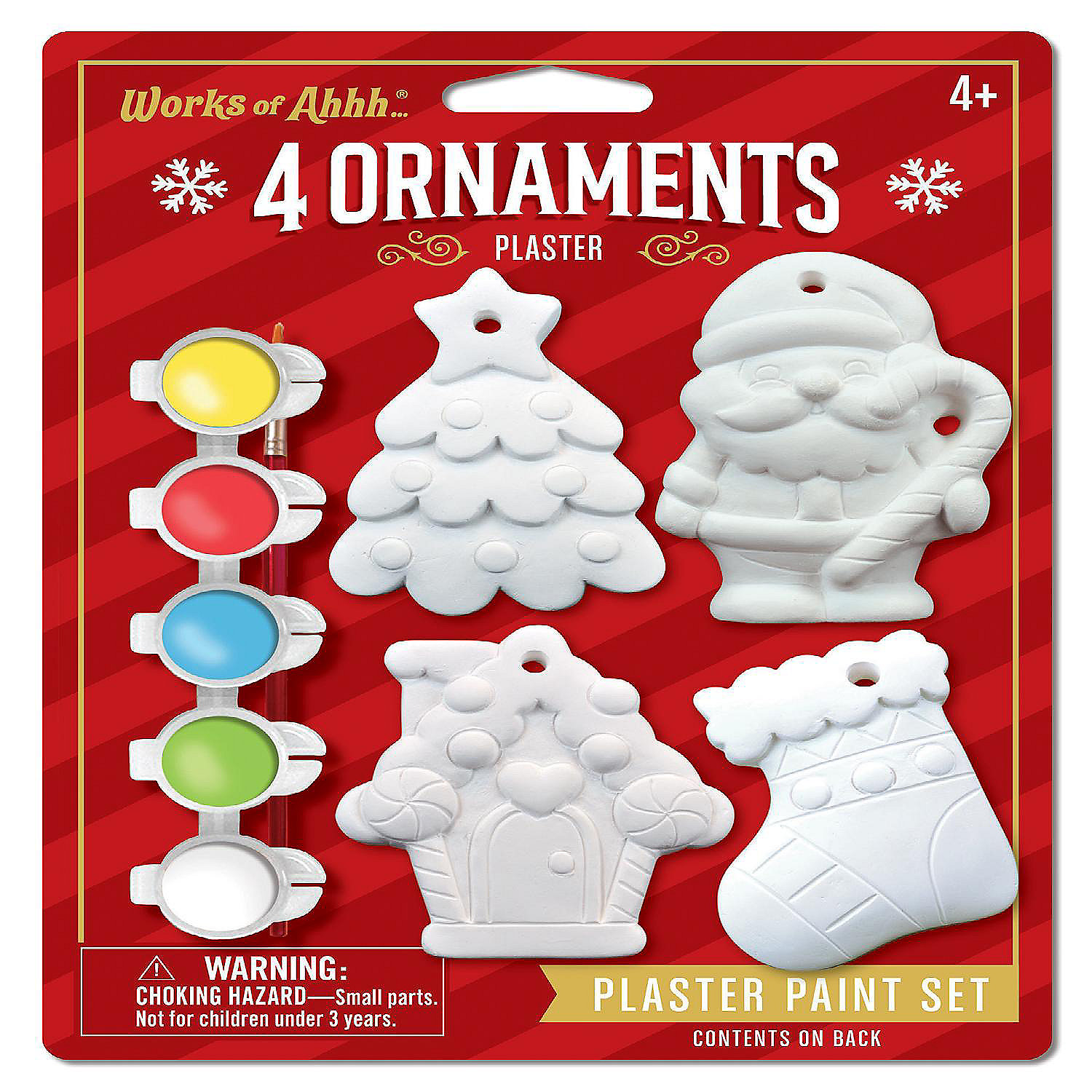 Holiday Ornaments - 4-Pack Plaster Paint Kit