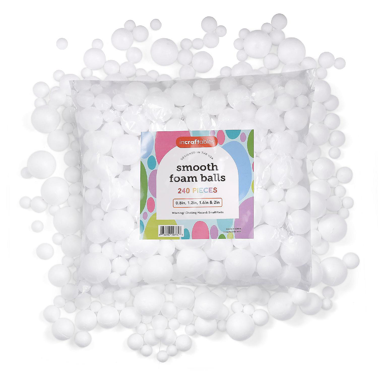 Incraftables Styrofoam Balls 240pcs 0.8in 1.2in 1.6in 2in Assorted Foam Balls for Crafts DIY ...