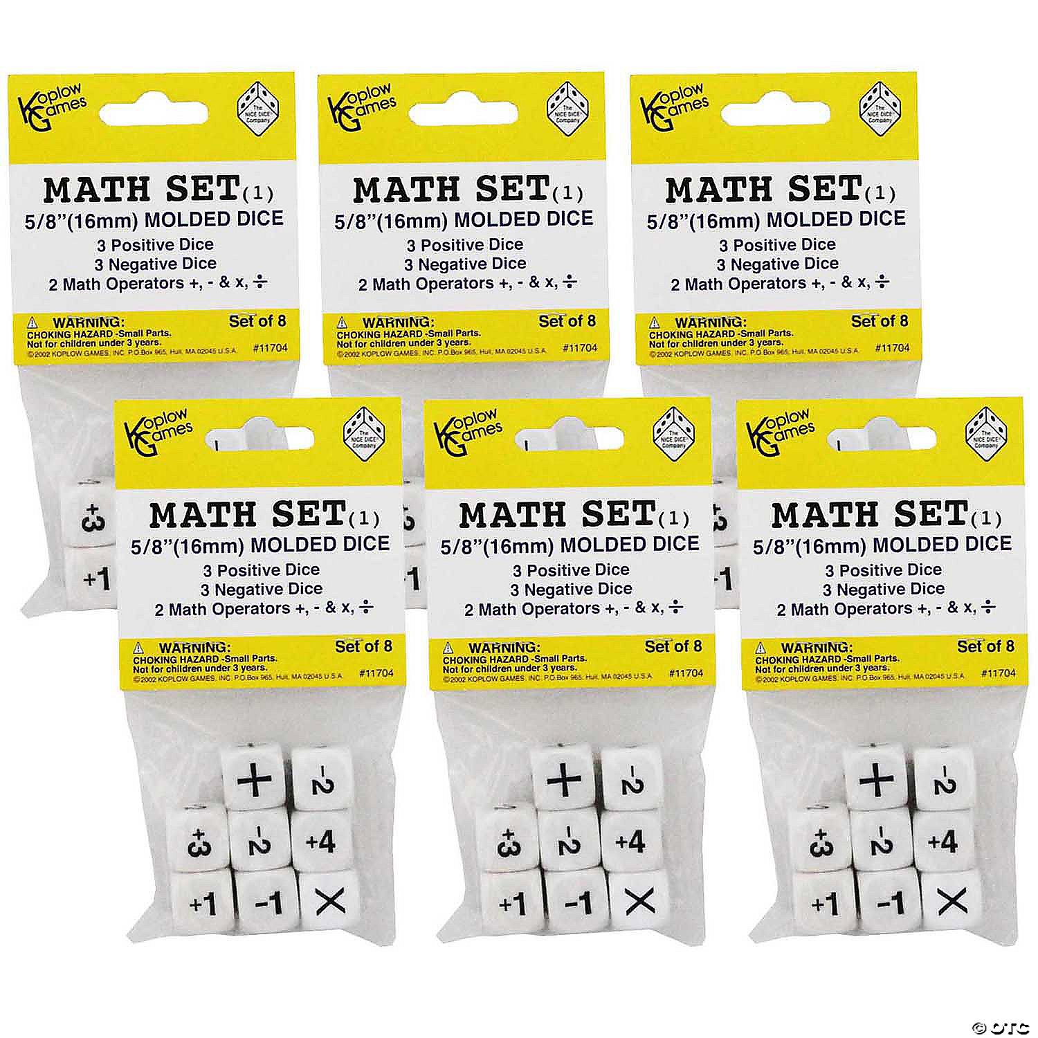 Koplow Games Positive/Negative Dice Set, 8 Per Set, 6 Sets | Oriental ...