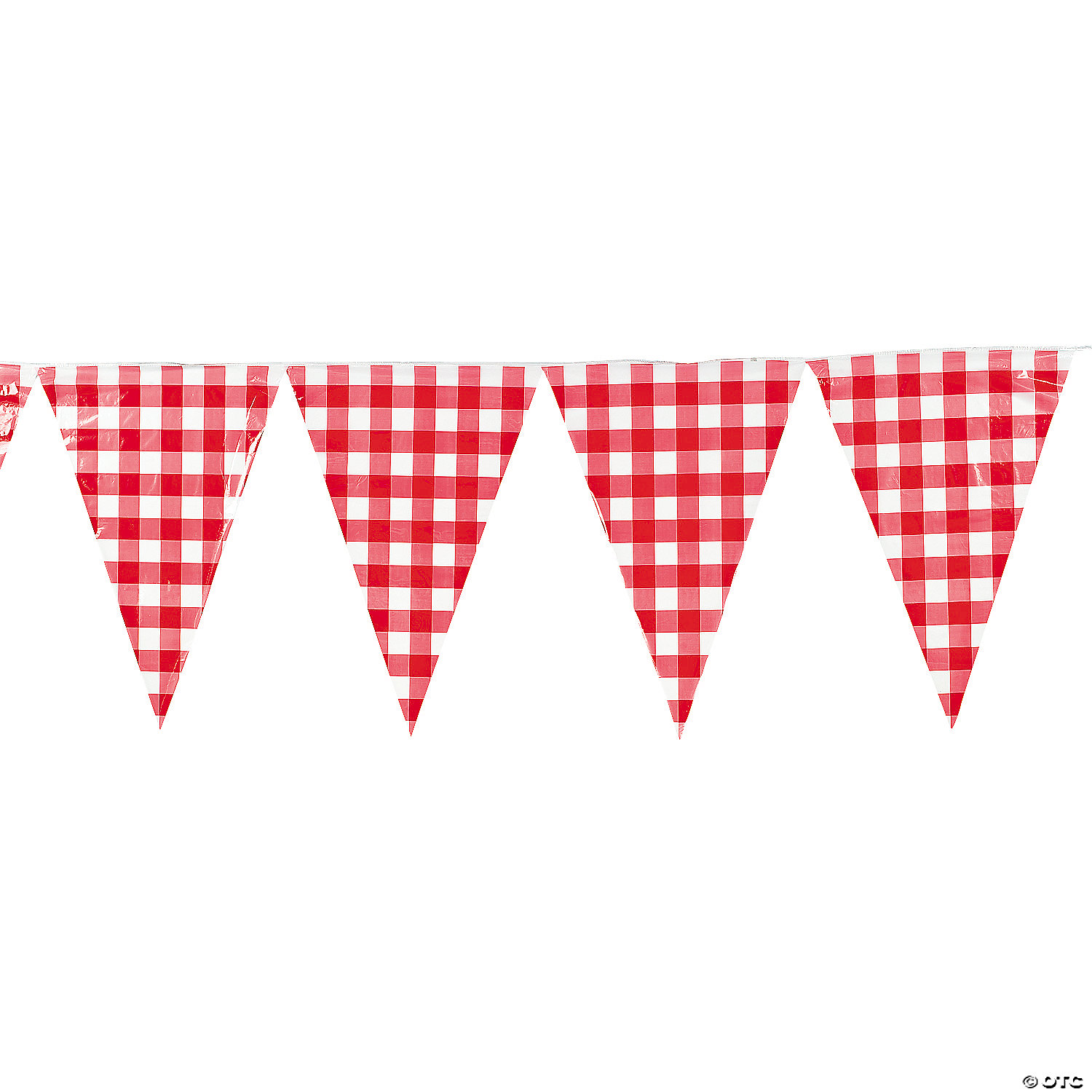Large Red Gingham Plastic Pennant Banner