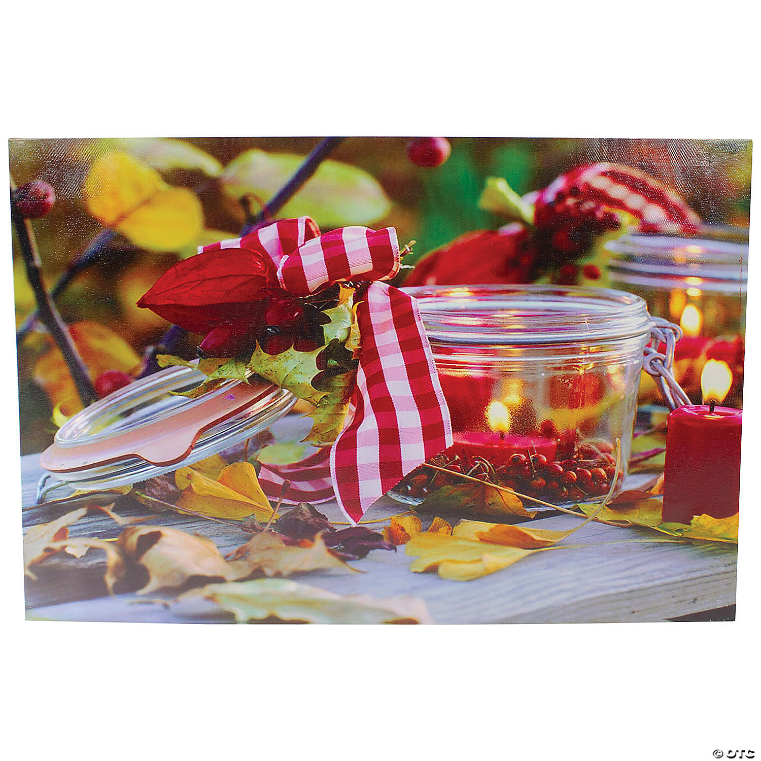 LED Lighted Fall Tree Archway with Lanterns Canvas 24" x 16" Wall Art ...