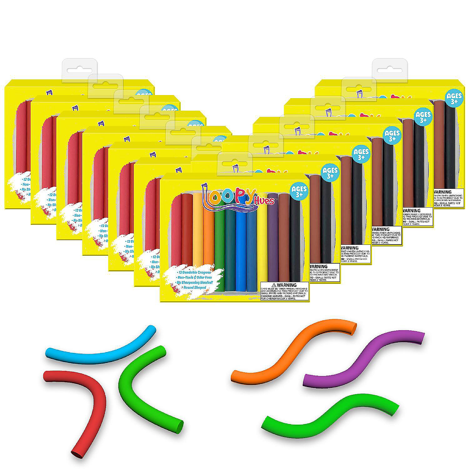 Loopy Hues Round Shaped Bendable Crayons - 12 Per Pack, 48 Packs ...