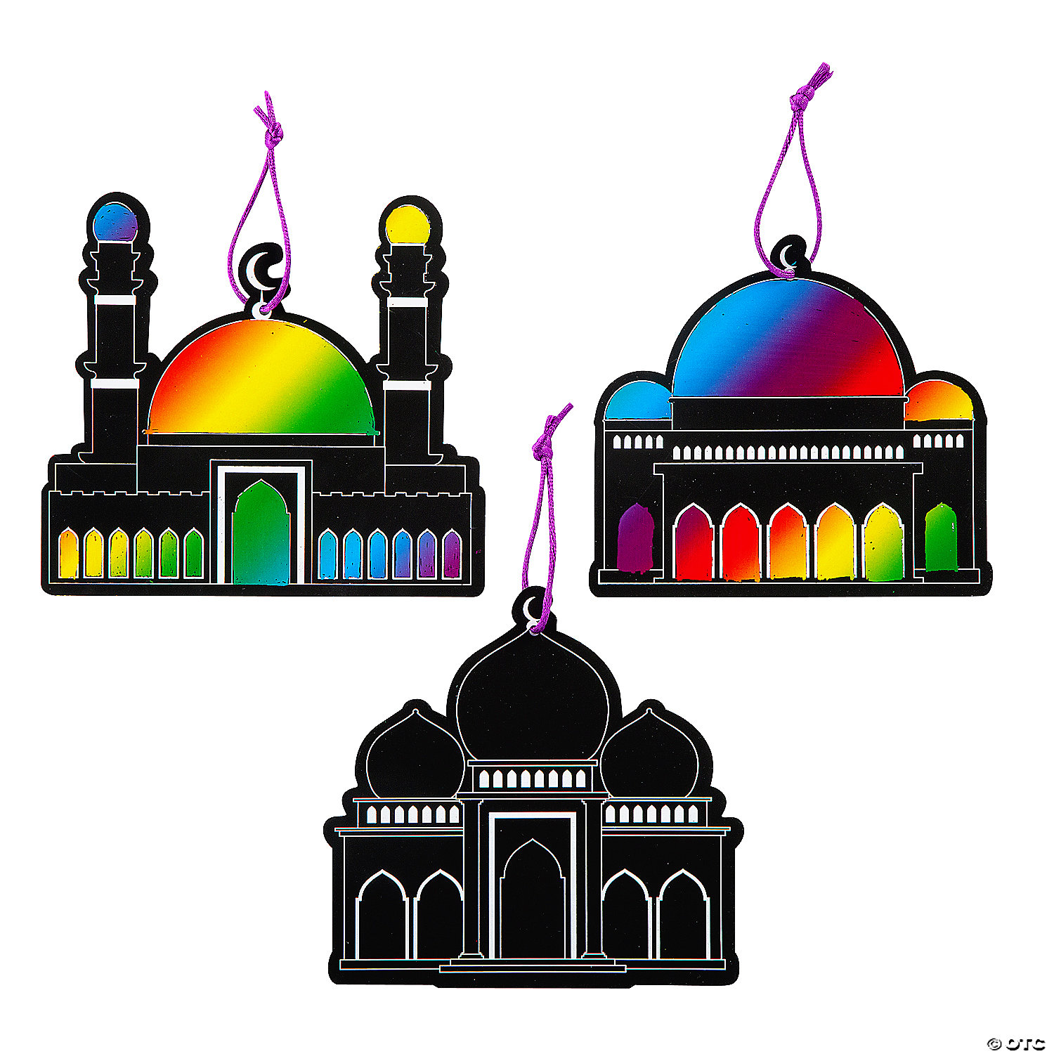 Magic Color Scratch Mosque Ornaments - 12 Pc.