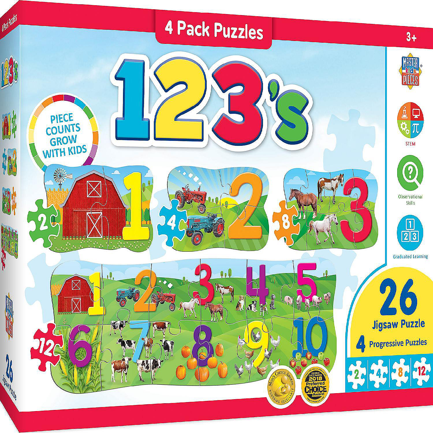 MasterPieces 123's - Educational 4-Pack Jigsaw Puzzles for Kids ...