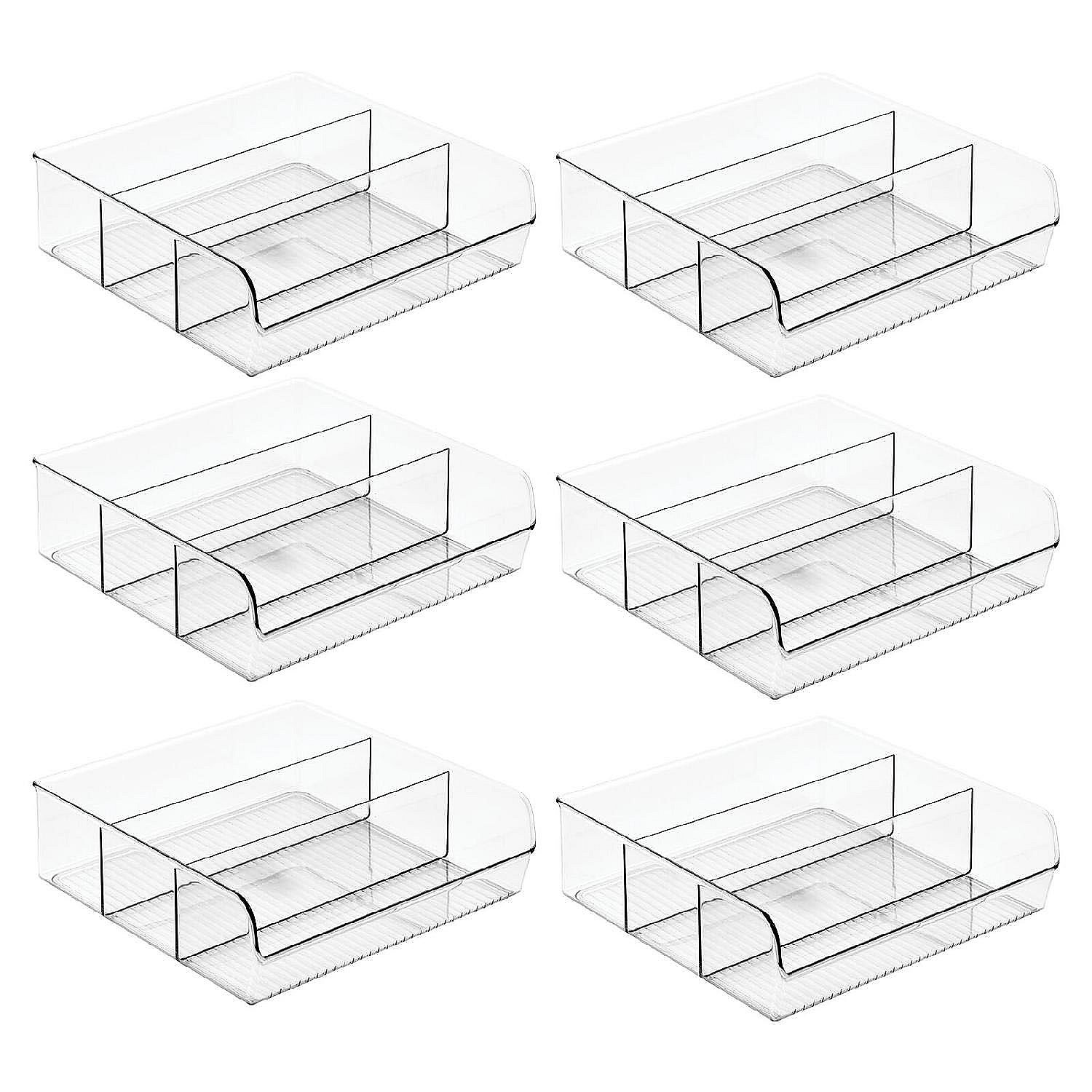 mDesign Plastic Divided Storage Bin Organizer for Kitchen Cabinet, 6 ...