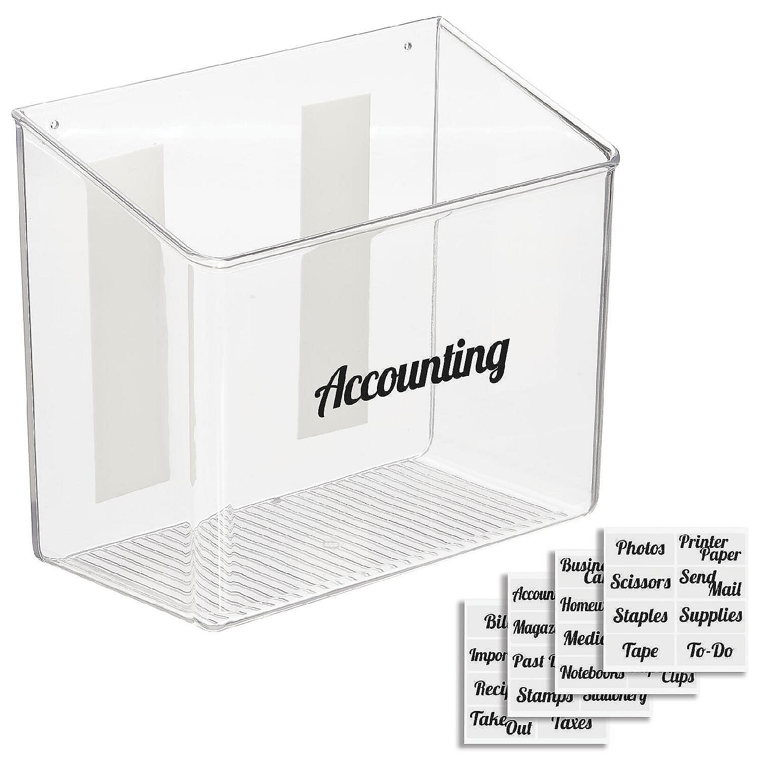 mDesign Wall or Adhesive Mount Plastic Home Office Storage Bin + 32 ...