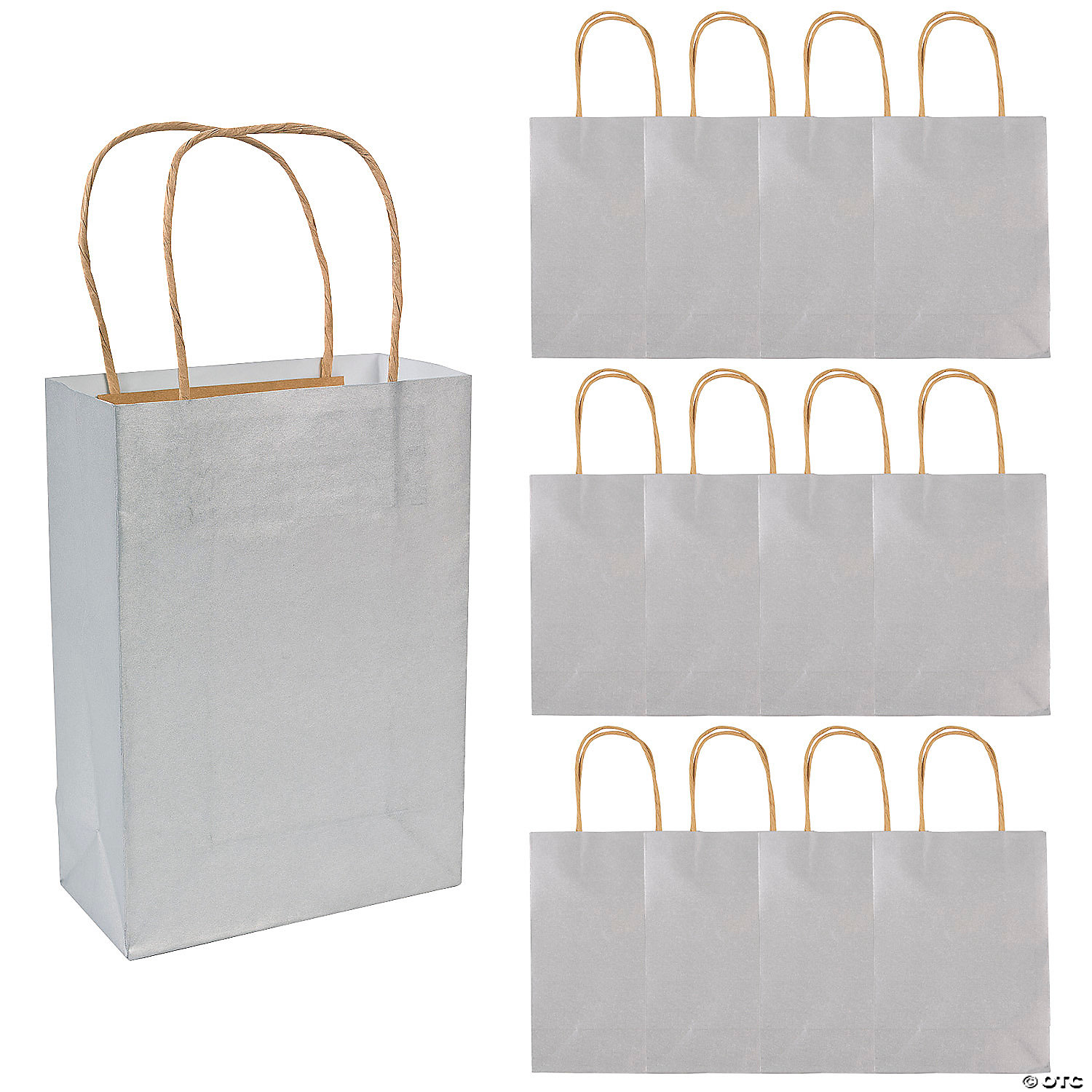 Medium Silver Kraft Paper Gift Bags | Fun Express