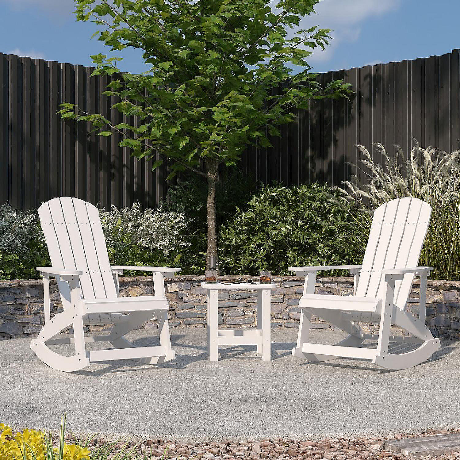 Merrick Lane 2 White Rocker & Side Table | Oriental Trading