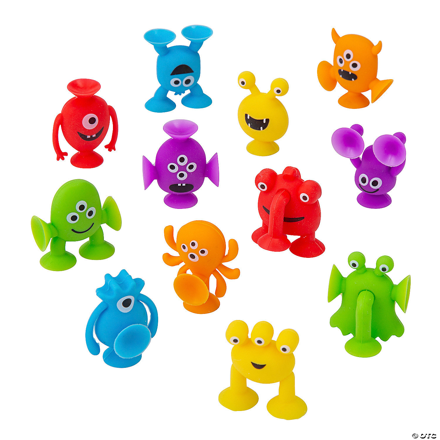 Mini Brightly Colored Monsters with Suction Cups