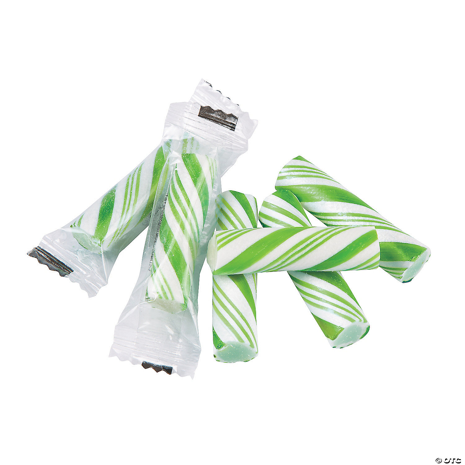 Mini Green & White Apple Candy Sticks