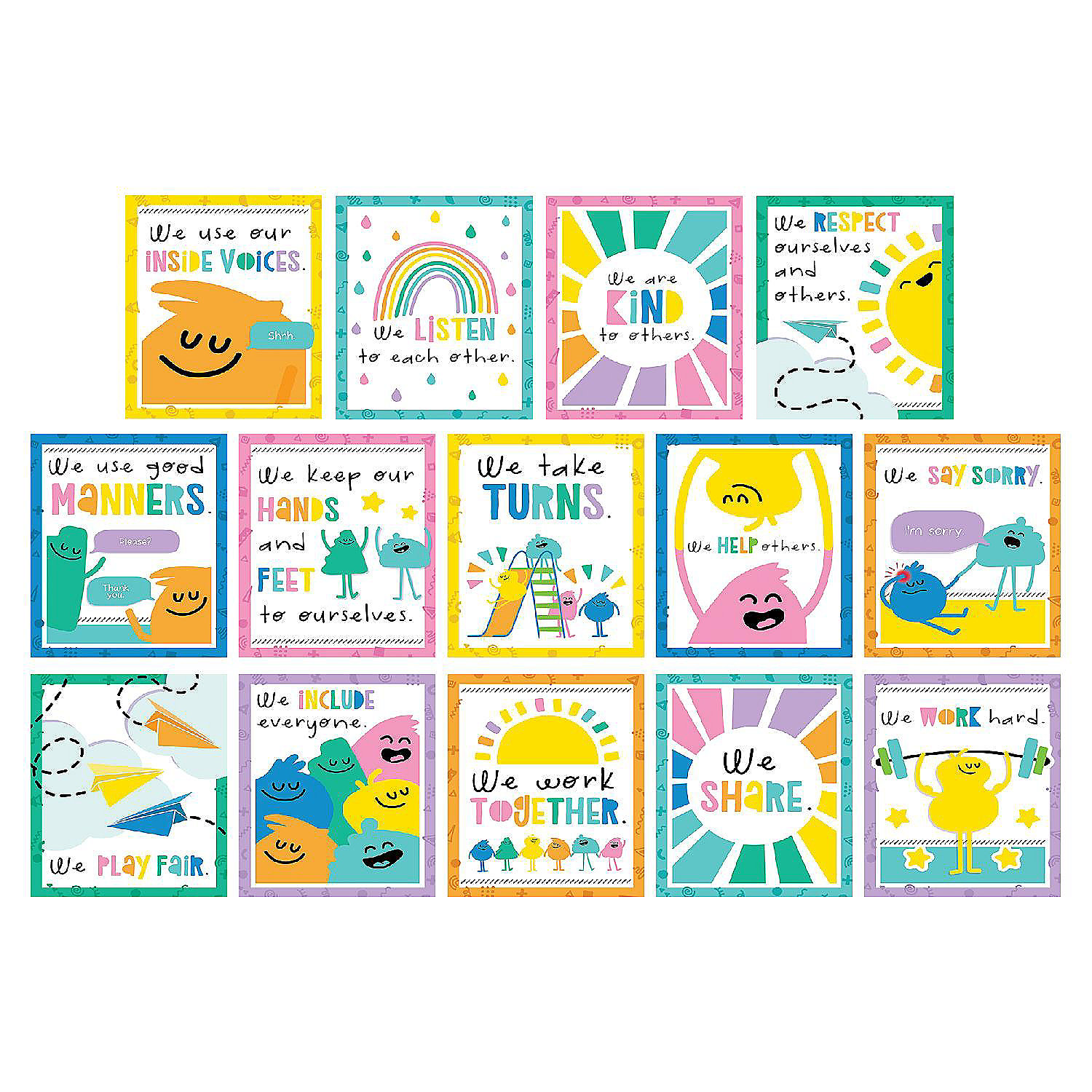 Mini Posters: Rules for a Happy Class Poster Set | Oriental Trading