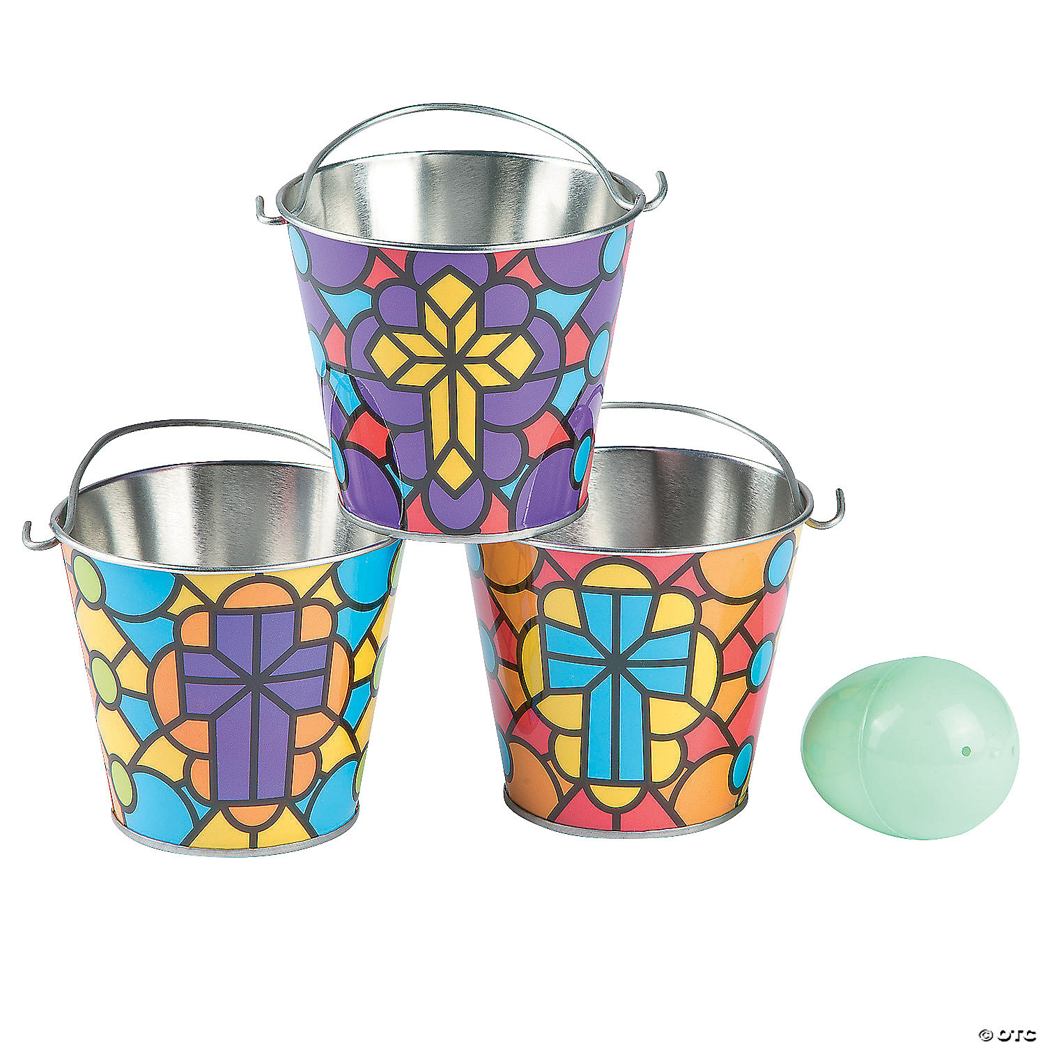 Mini Religious Multicolor Cross Metal Pails | Oriental Trading