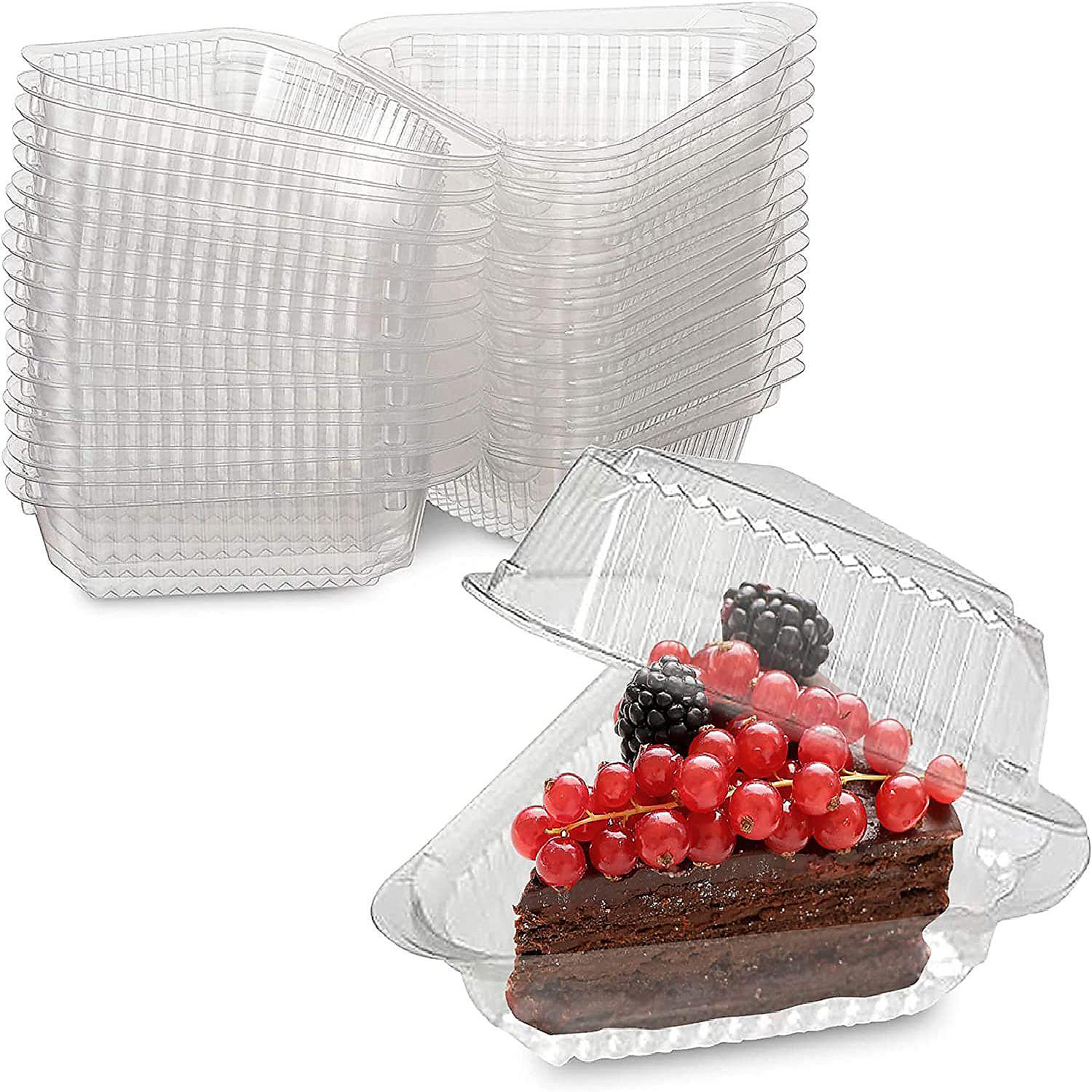 MT Products Medium Deep Hinged Plastic Cake Slice Container - Pack of ...