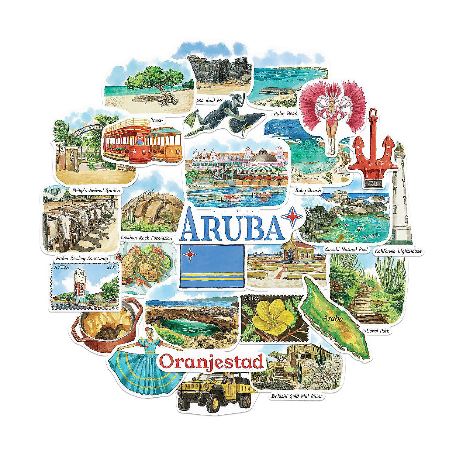 Navy Peony Aruba Stickers | Oriental Trading