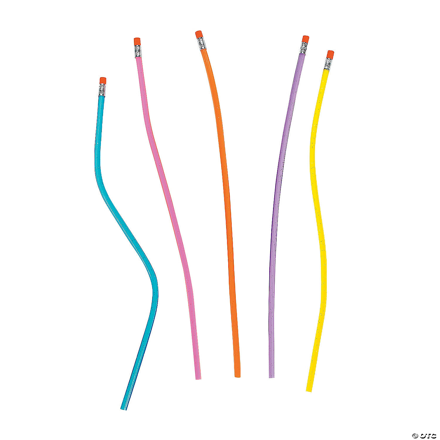 Neon Glitter Flexible Plastic Pencils - 12 Pc.