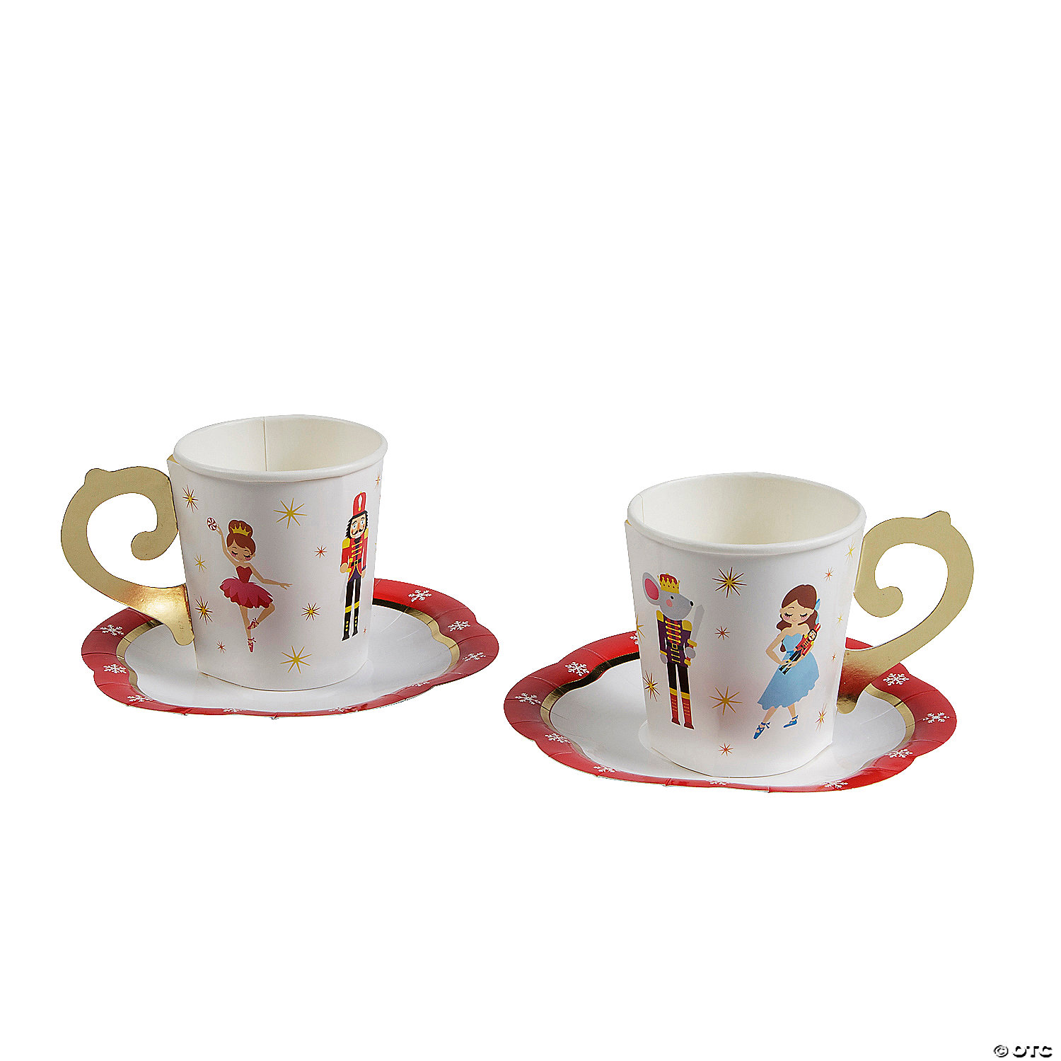 Nutcracker Disposable Paper Tea Cups with Saucers | Fun Express