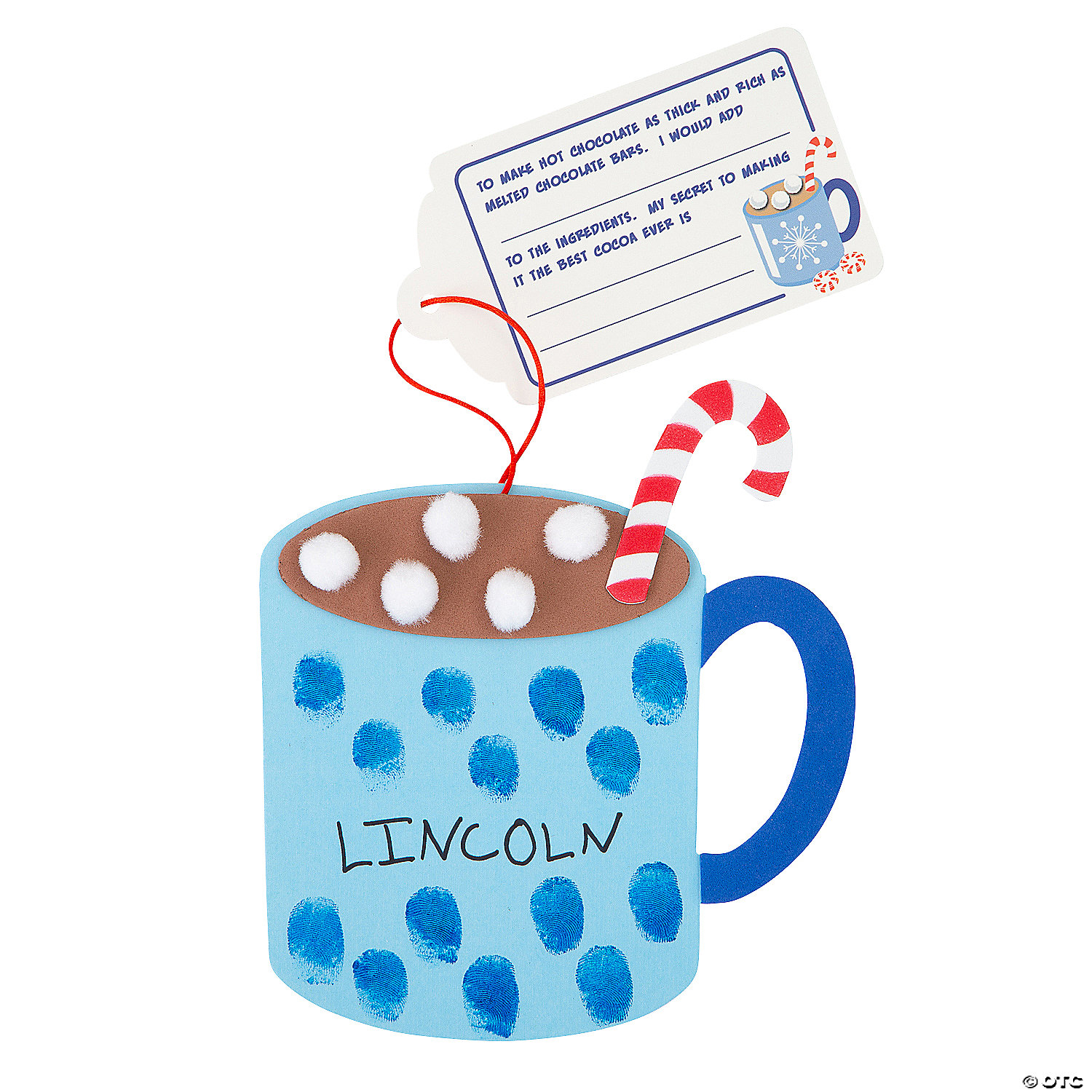 Paper Hot Cocoa Thumbprint Ornaments with Card Craft Kit | Fun Express