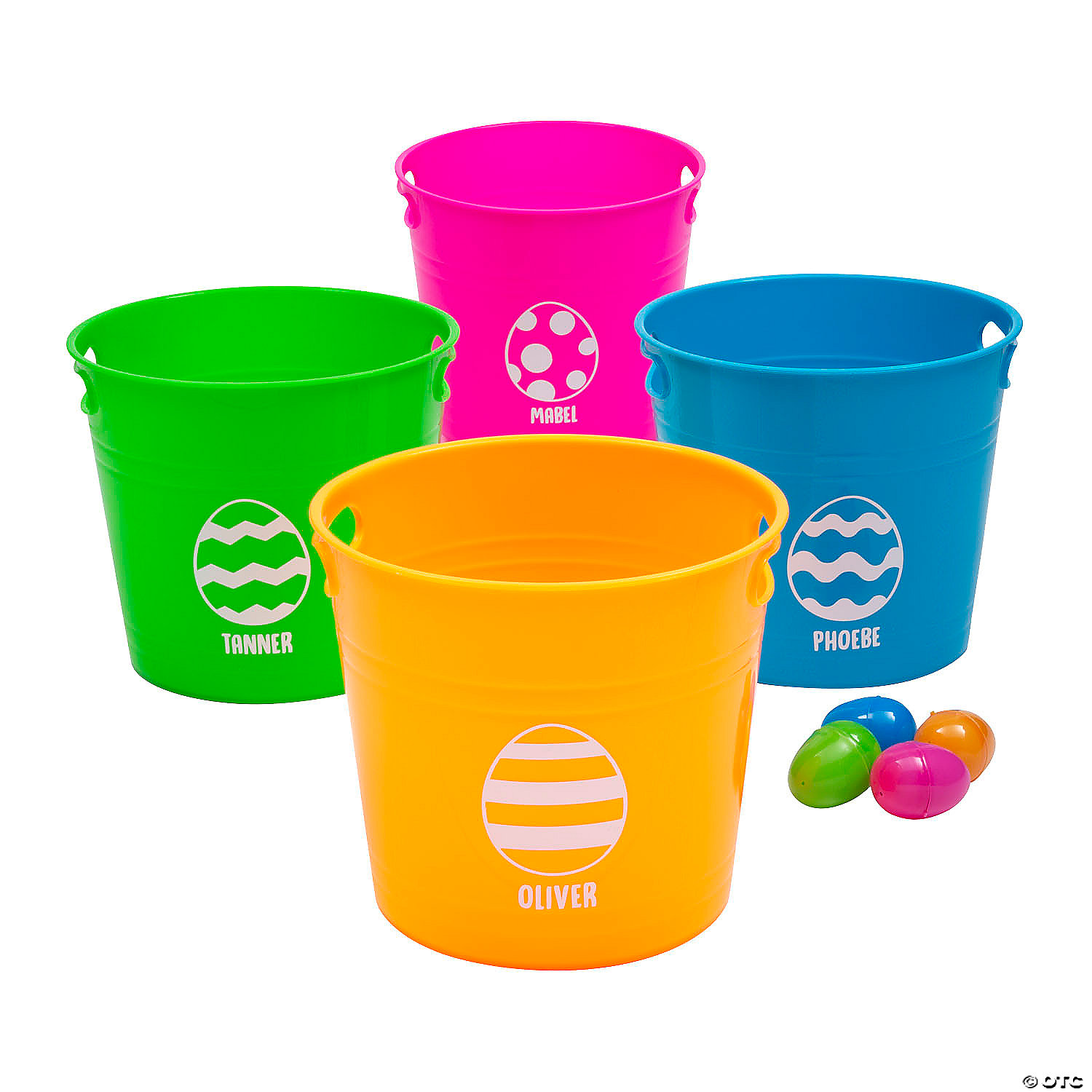 Personalized Bright Colorful Easter Buckets - 4 Pc. - Discontinued