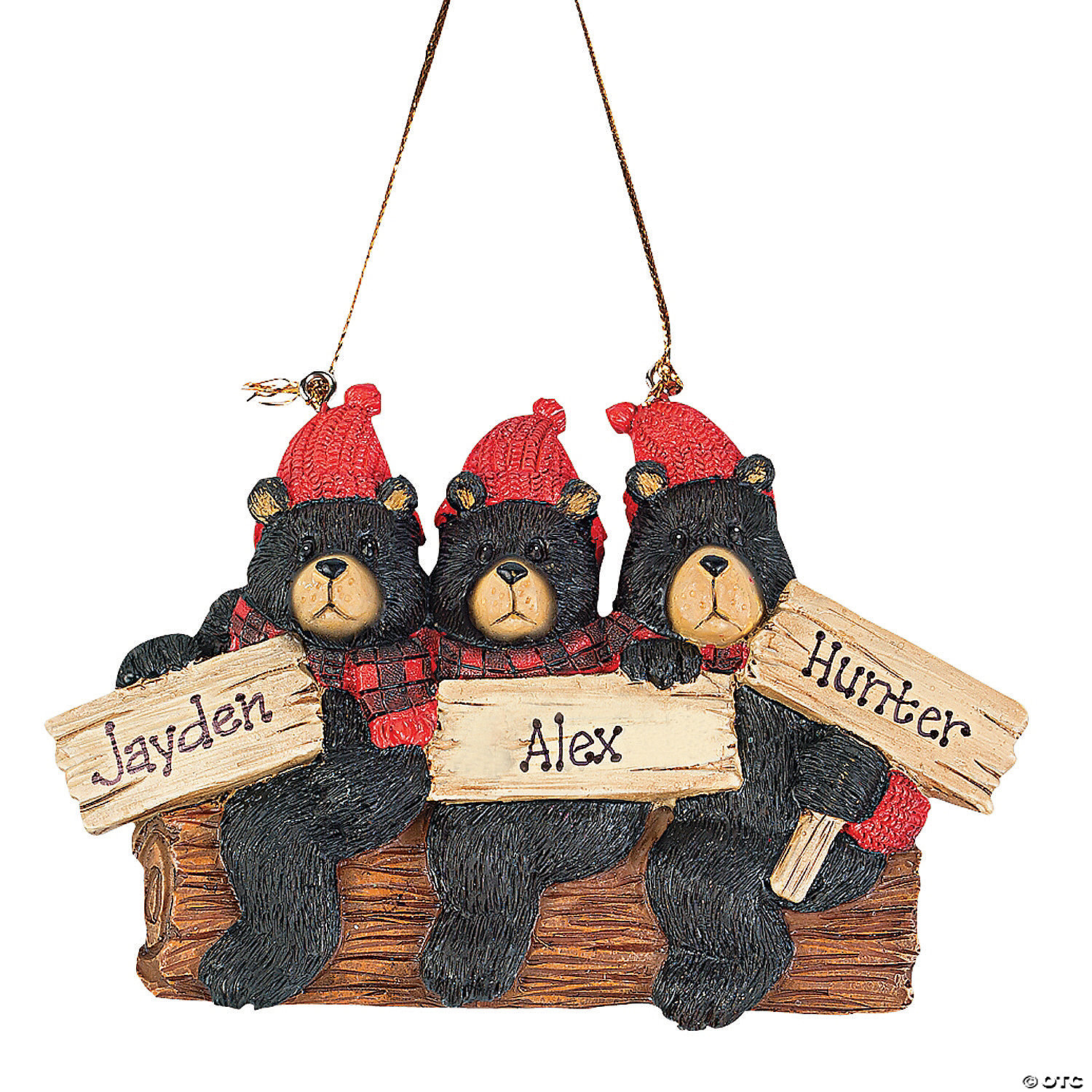 Personalized Christmas Ornament - Three Black Bears - Discontinued