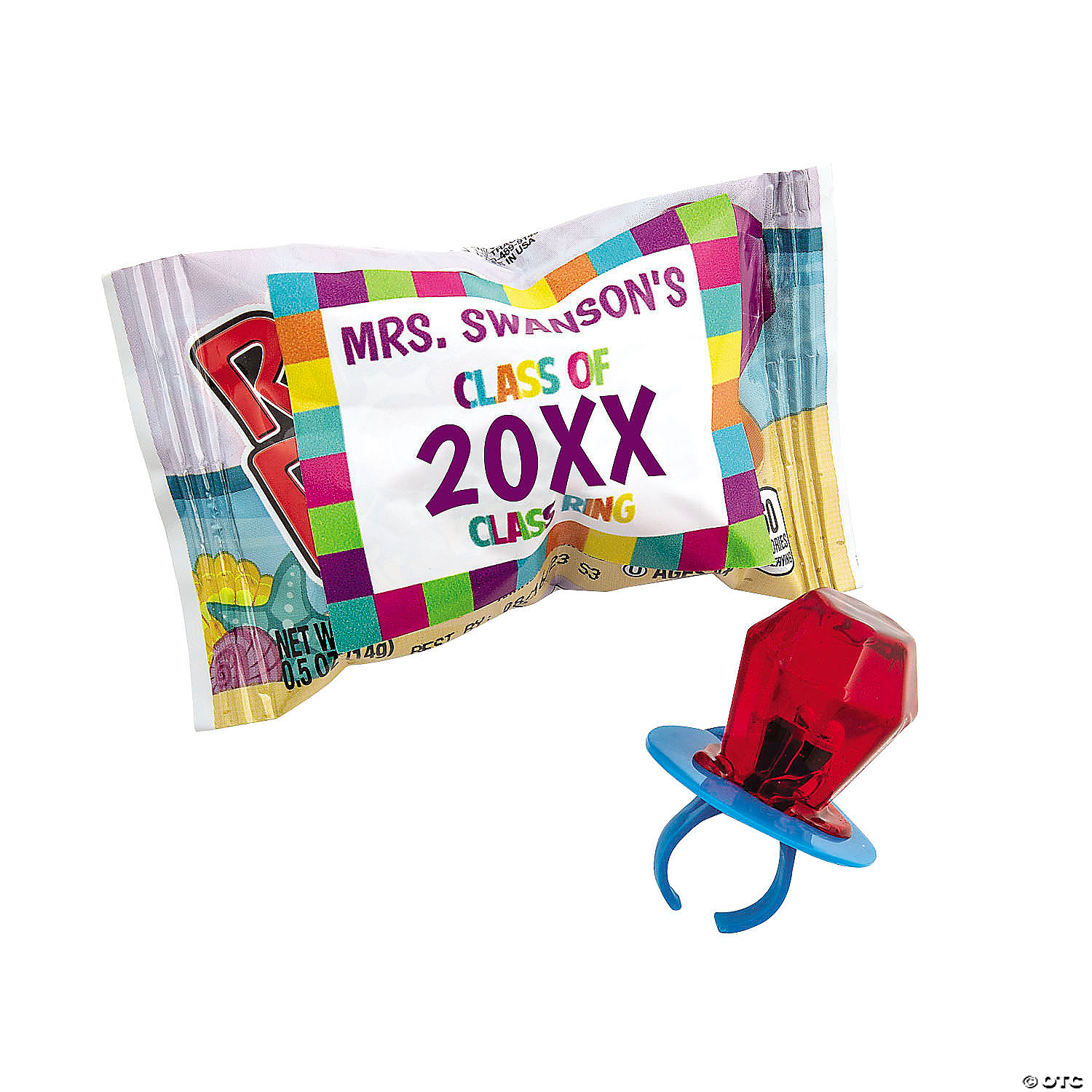 Personalized Elementary Graduation Class Year Fruit Ring Pops - 20 Pc.
