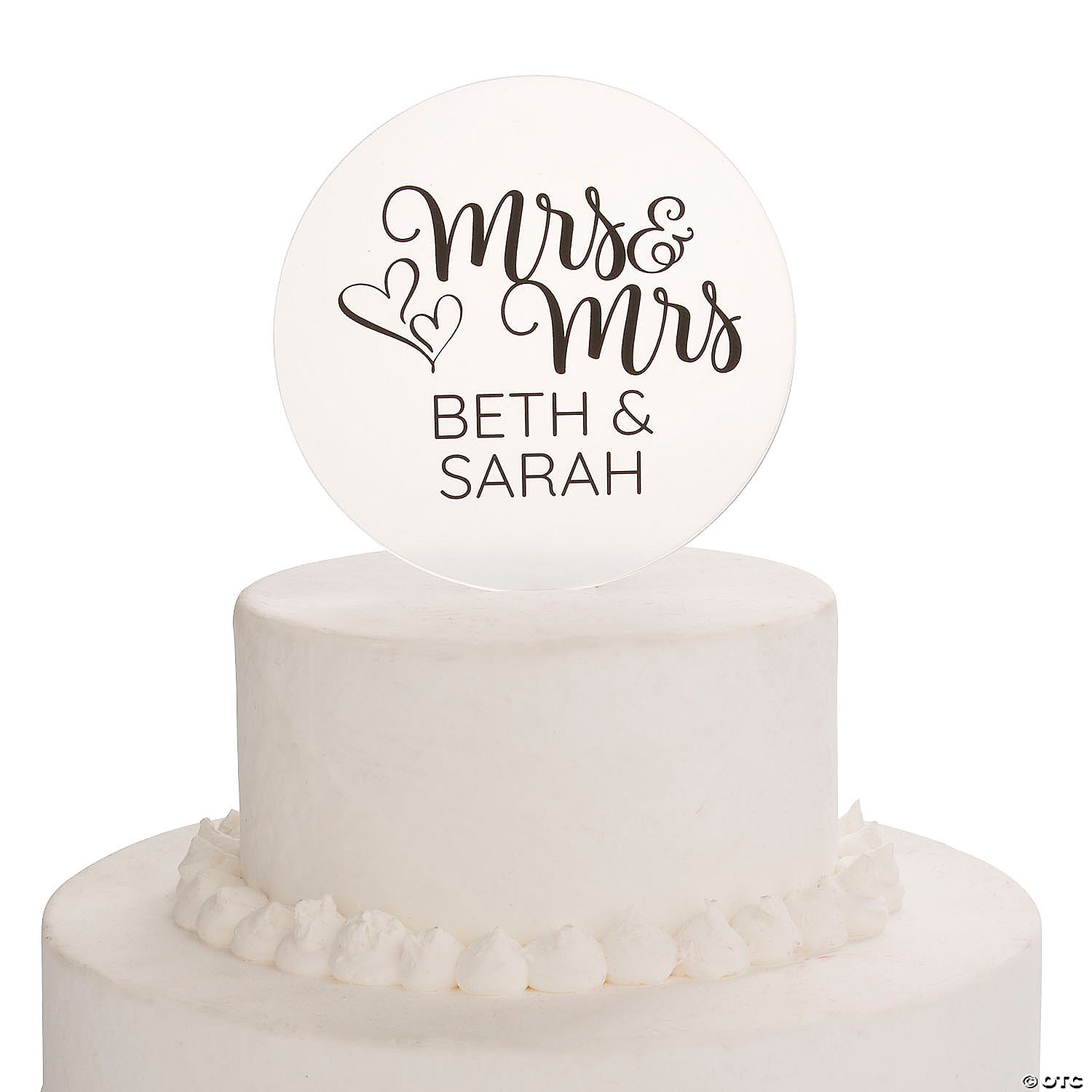 Personalized Mrs. & Mrs. Clear Cake Topper