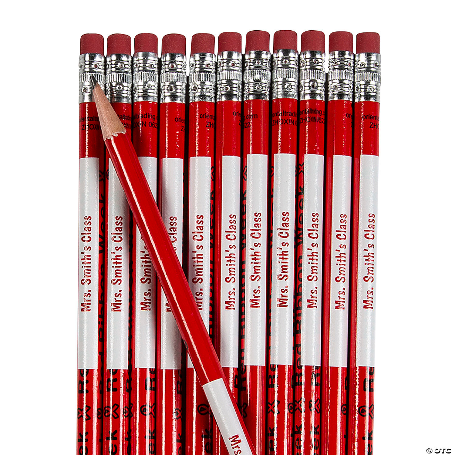 Personalized Red Ribbon Week Pencils - 24 Pc.