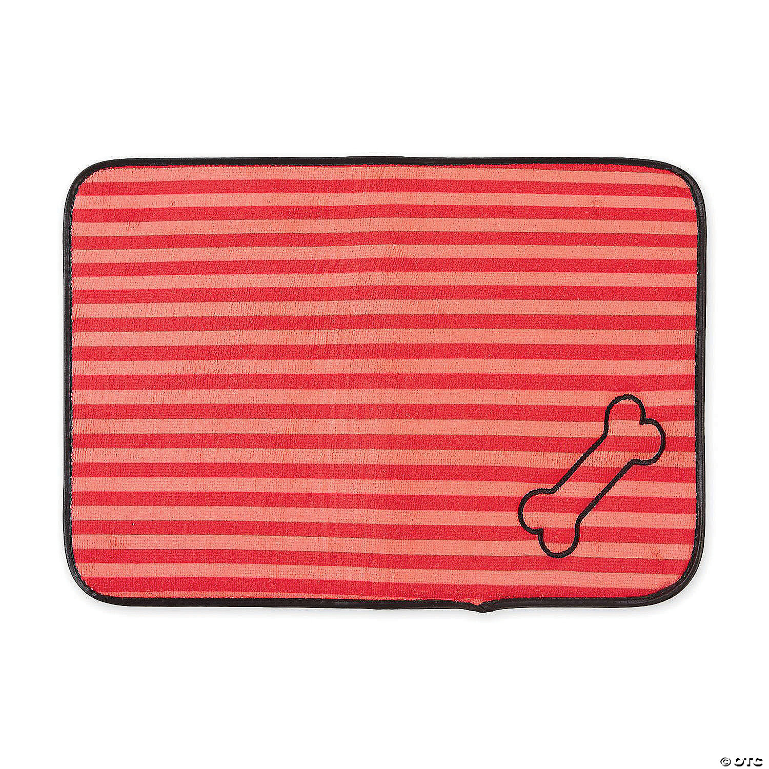 Pet Mat Red Stripe Embroidered Bone