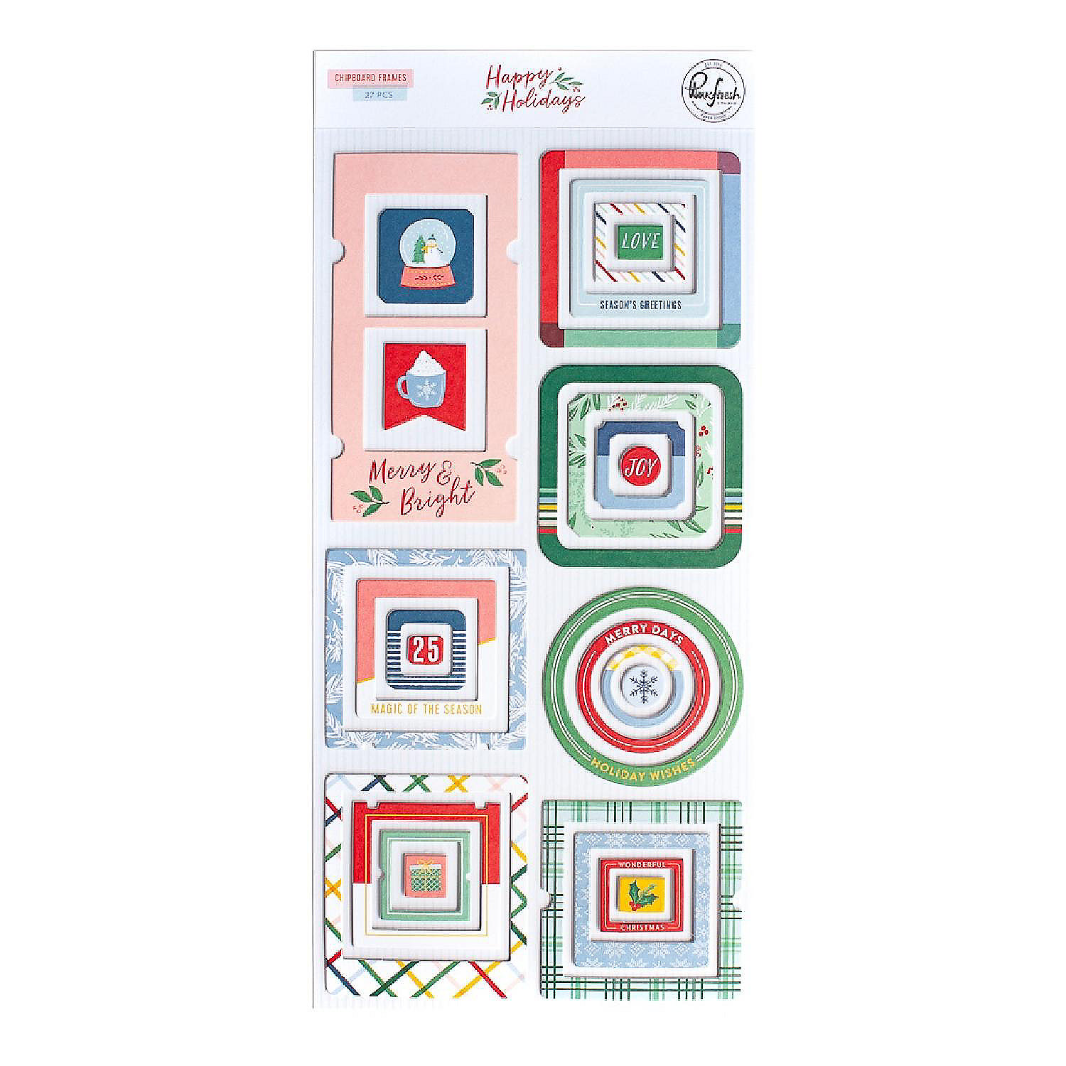 PinkFresh Chipboard Frames Stickers-Happy Holidays | Oriental Trading