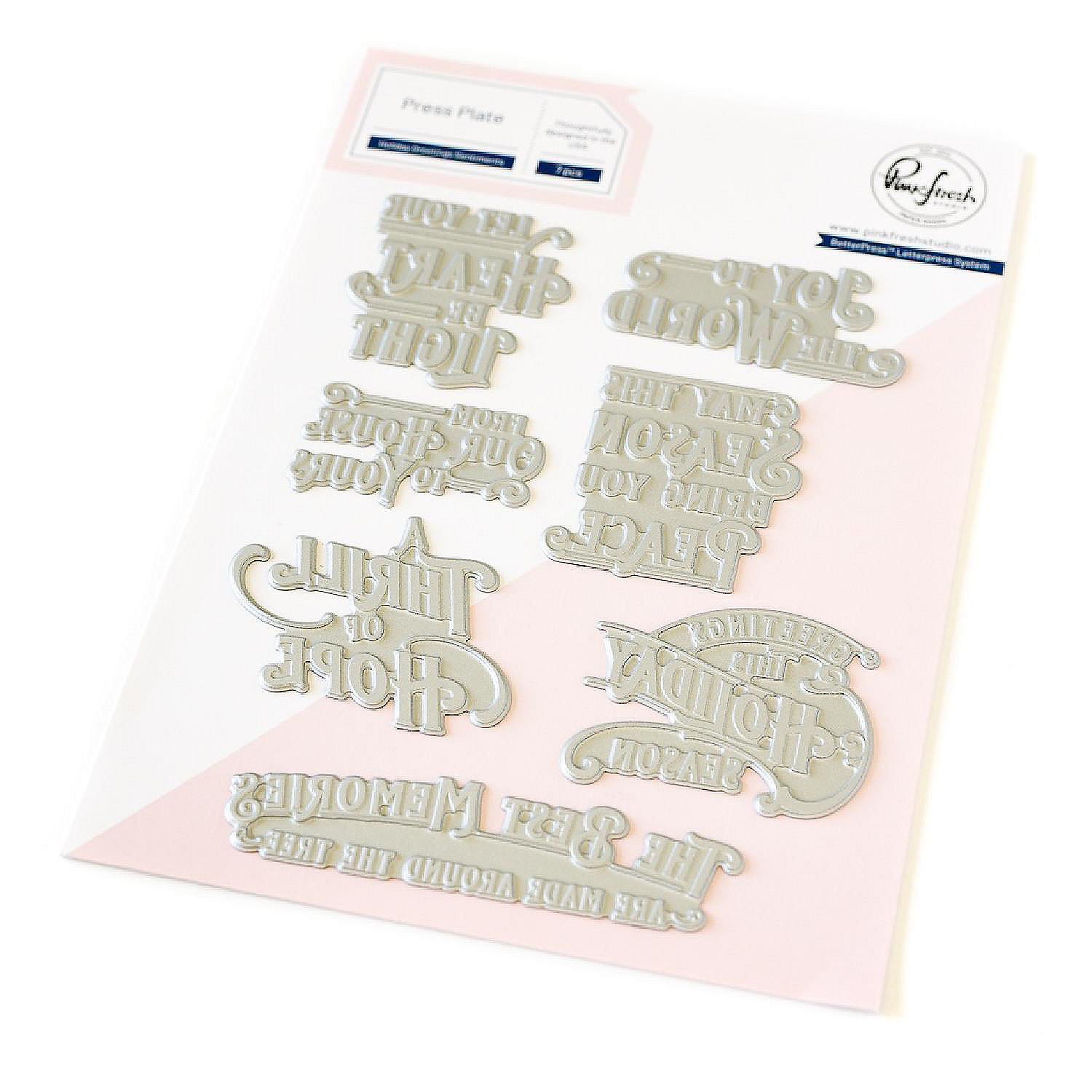 Pinkfresh Studio Press Plate-Holiday Greetings Sentiments | Oriental ...