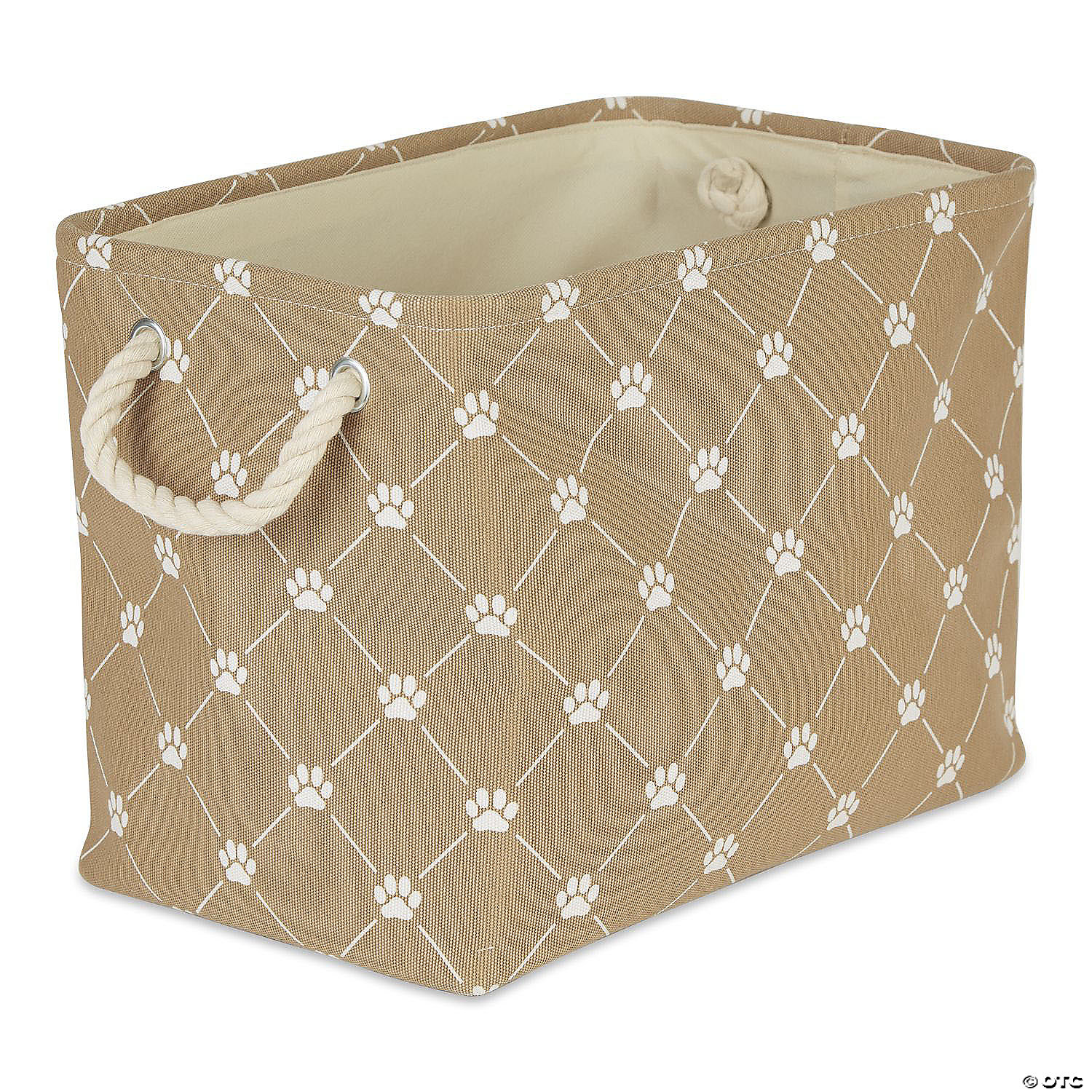 Polyester Pet Bin Trellis Paw Taupe Rectangle Medium