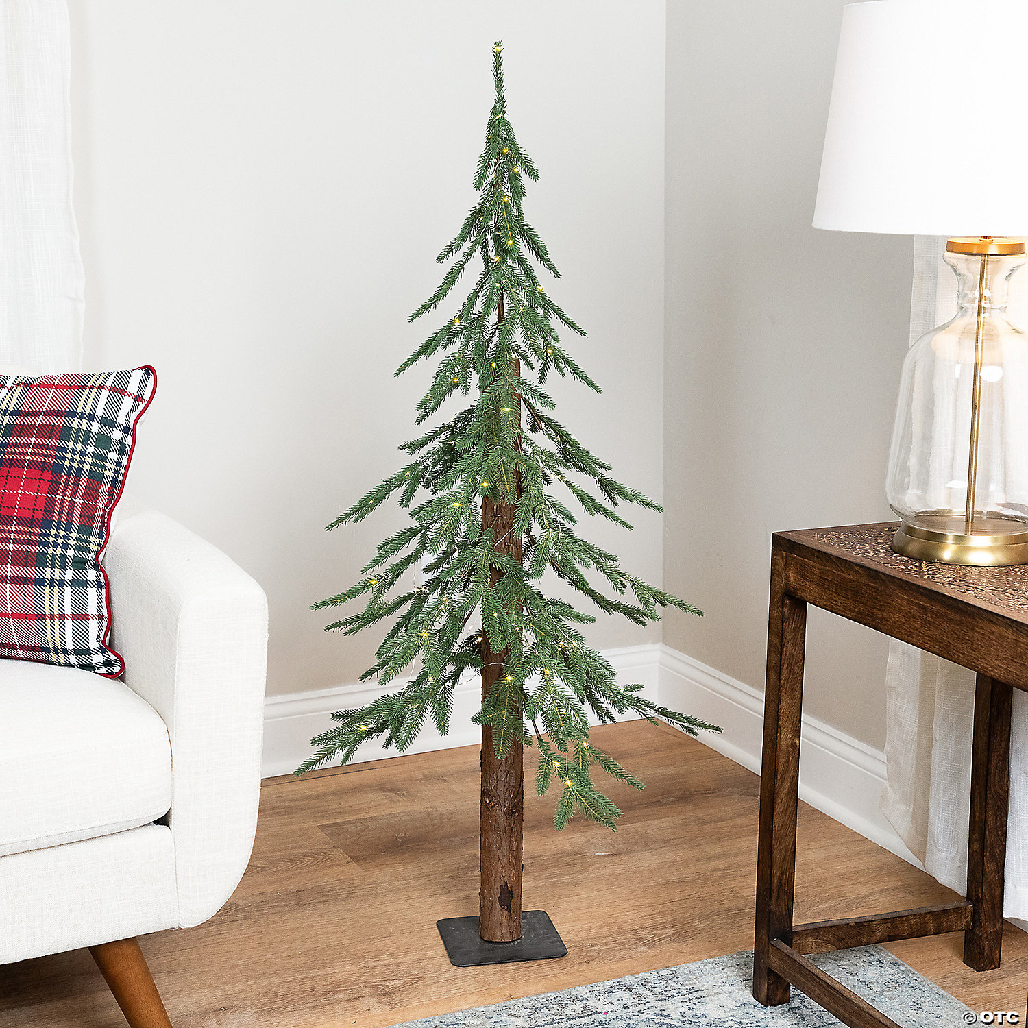Pre-Lit Medium Alpine Artificial Christmas Tree - 4' - Clear LED Lights