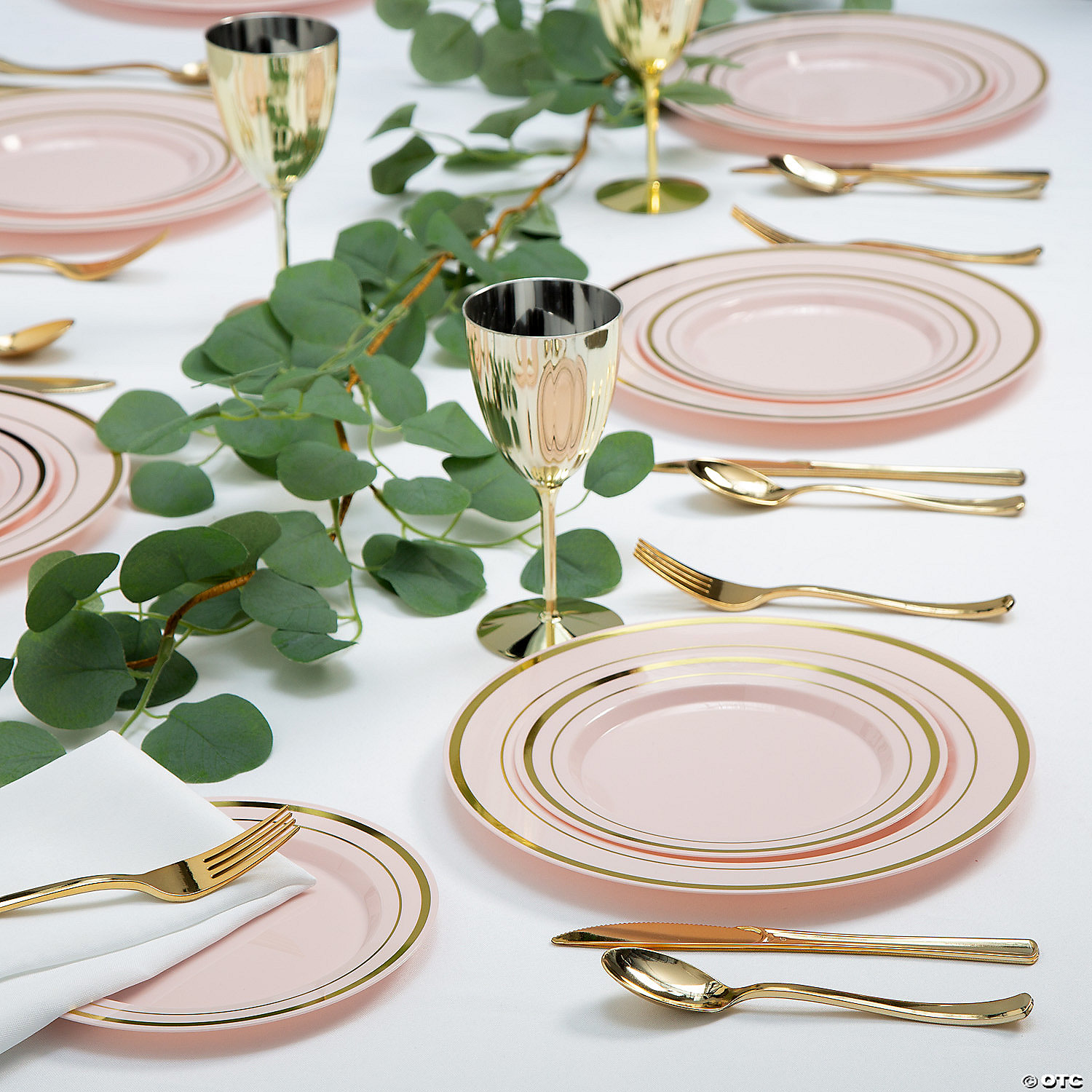 Premium Blush Dinner & Dessert Plates for 25 | Oriental Trading