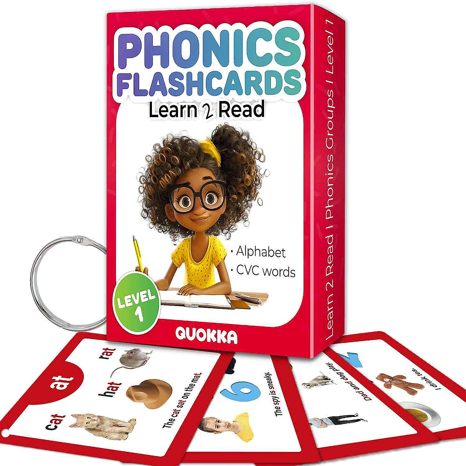 QUOKKA English Alphabet CVC Flash Cards – Learn to Read Set for Kids Ages 3-5 and 4-8 – Phonics ...