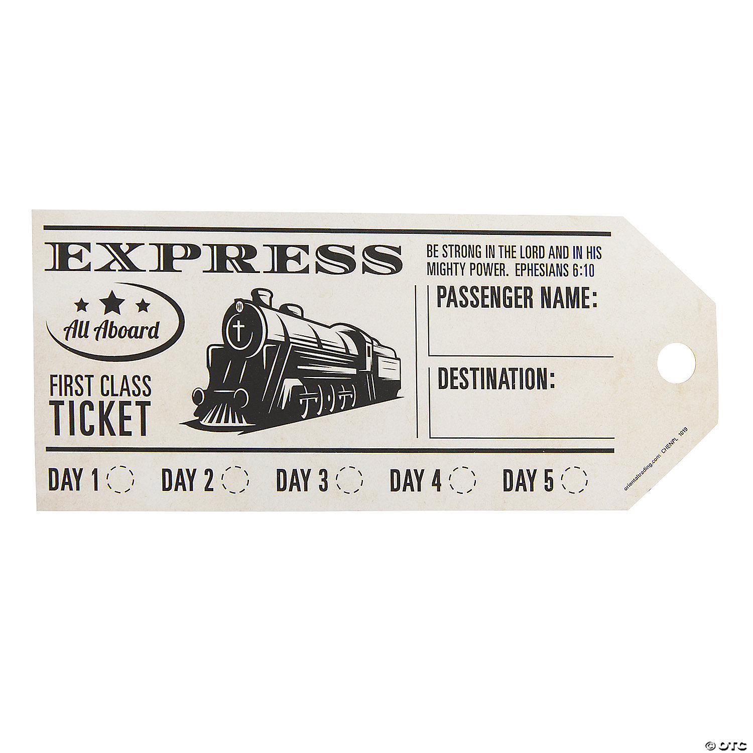 Railroad VBS Train Punch Tickets