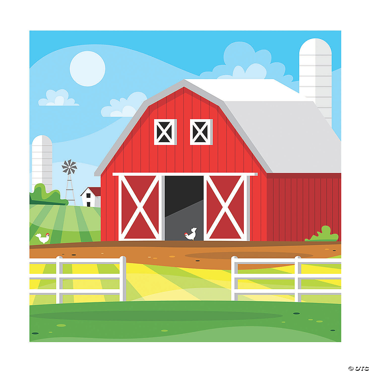 Red Barn Landscape Plastic Photobooth Backdrop