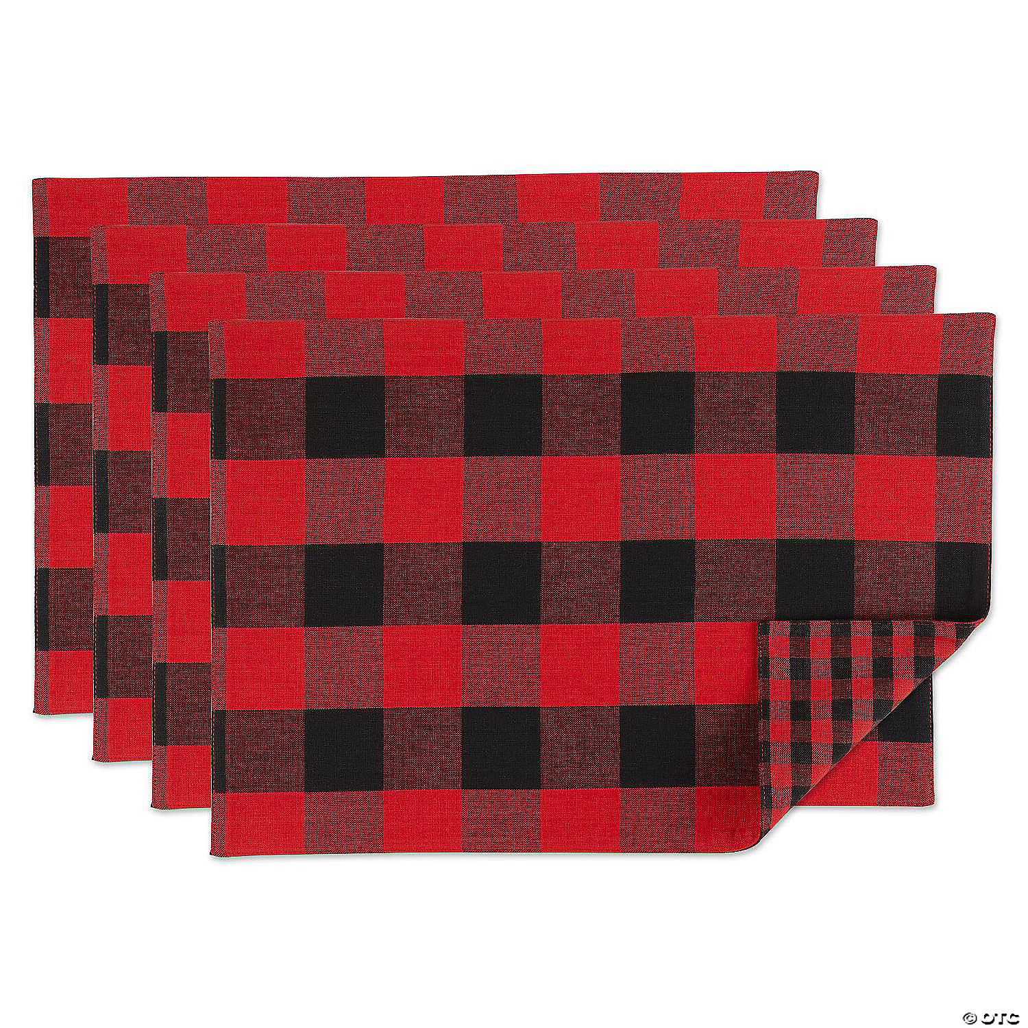 Red/Black Reversible Gingham/Buffalo Check Placemat Set | Oriental Trading