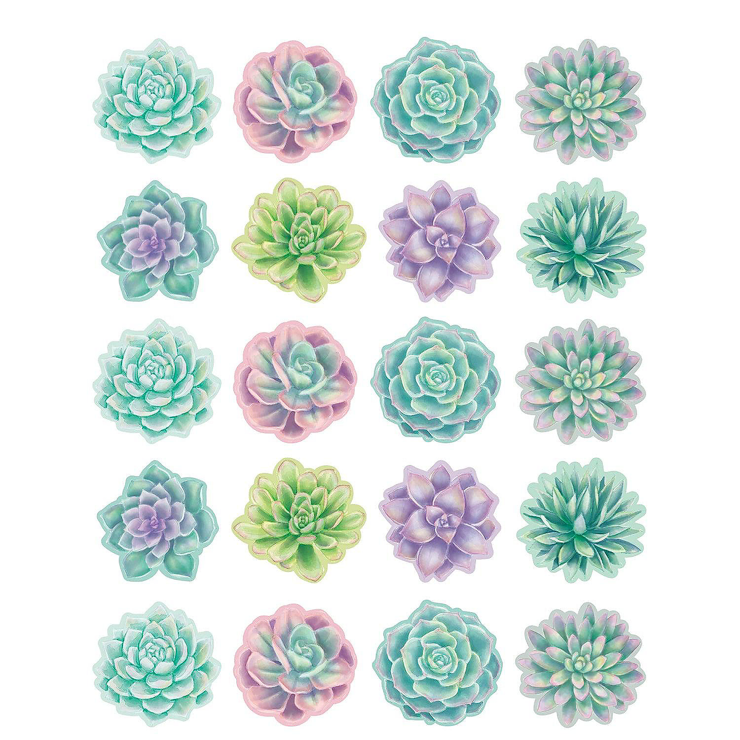 Rustic Bloom Succulents Stickers, Pack Of 120