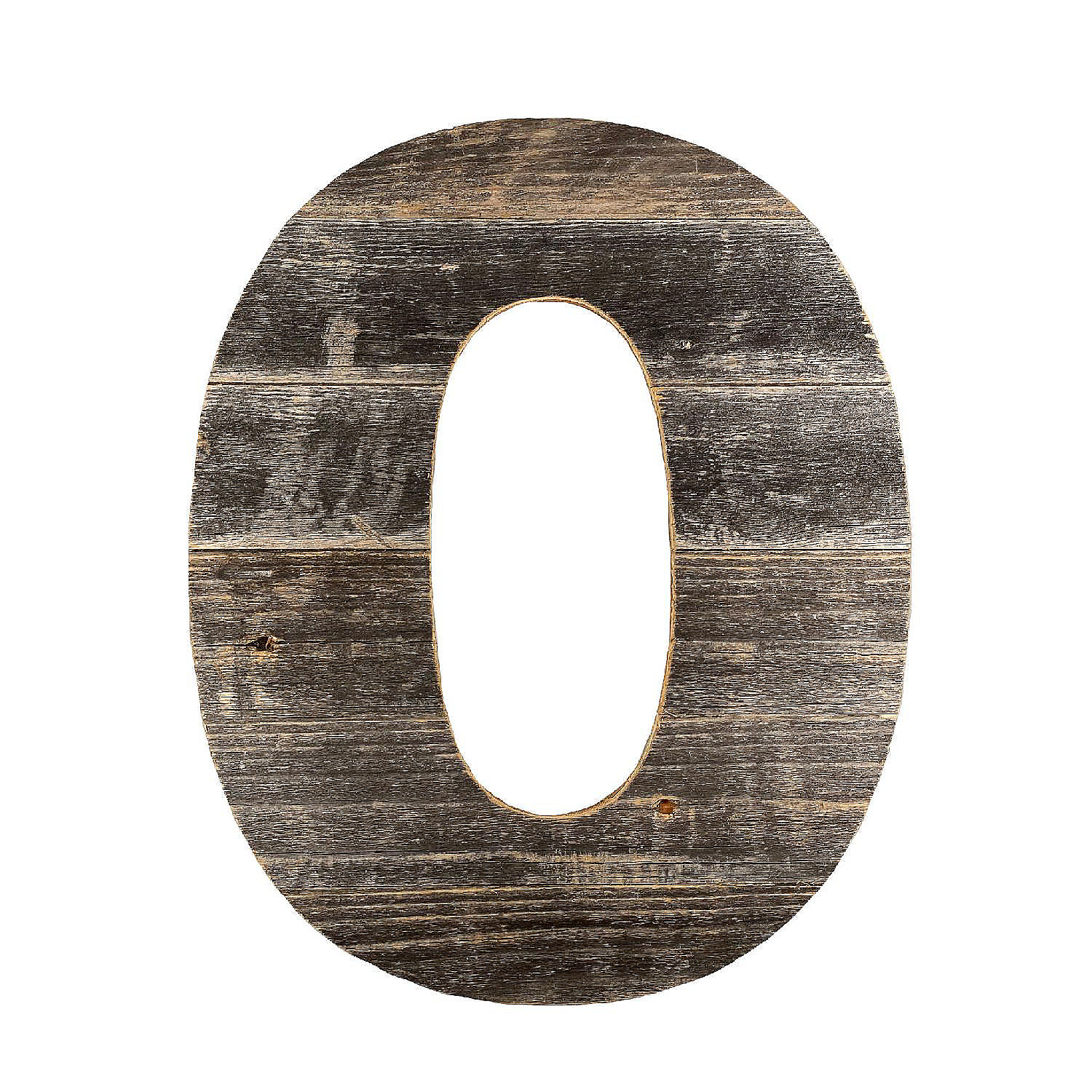 Rustic Large 16 in. Weathered Gray Decorative Monogram Wood Number Zero ...