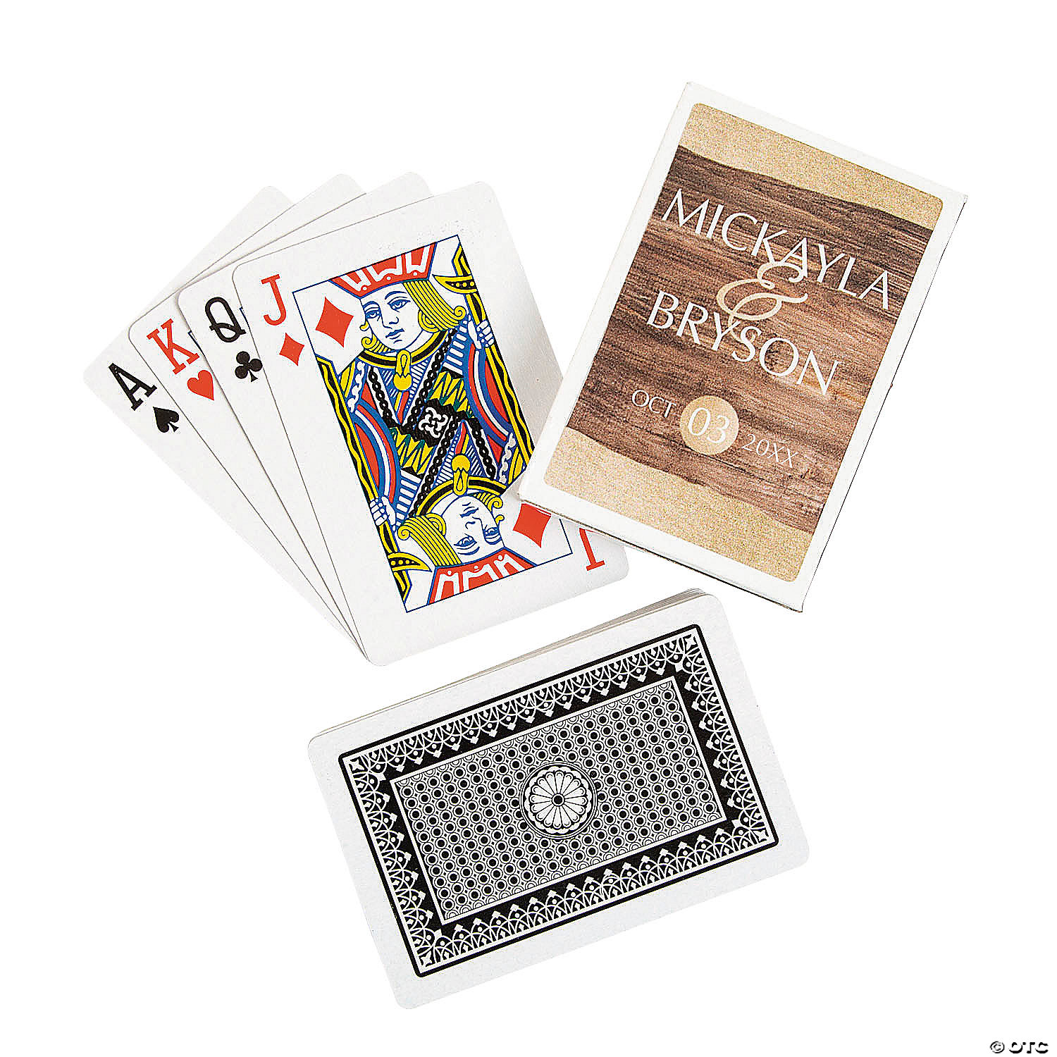Rustic Wedding Playing Cards with Personalized Box - 12 Pc.