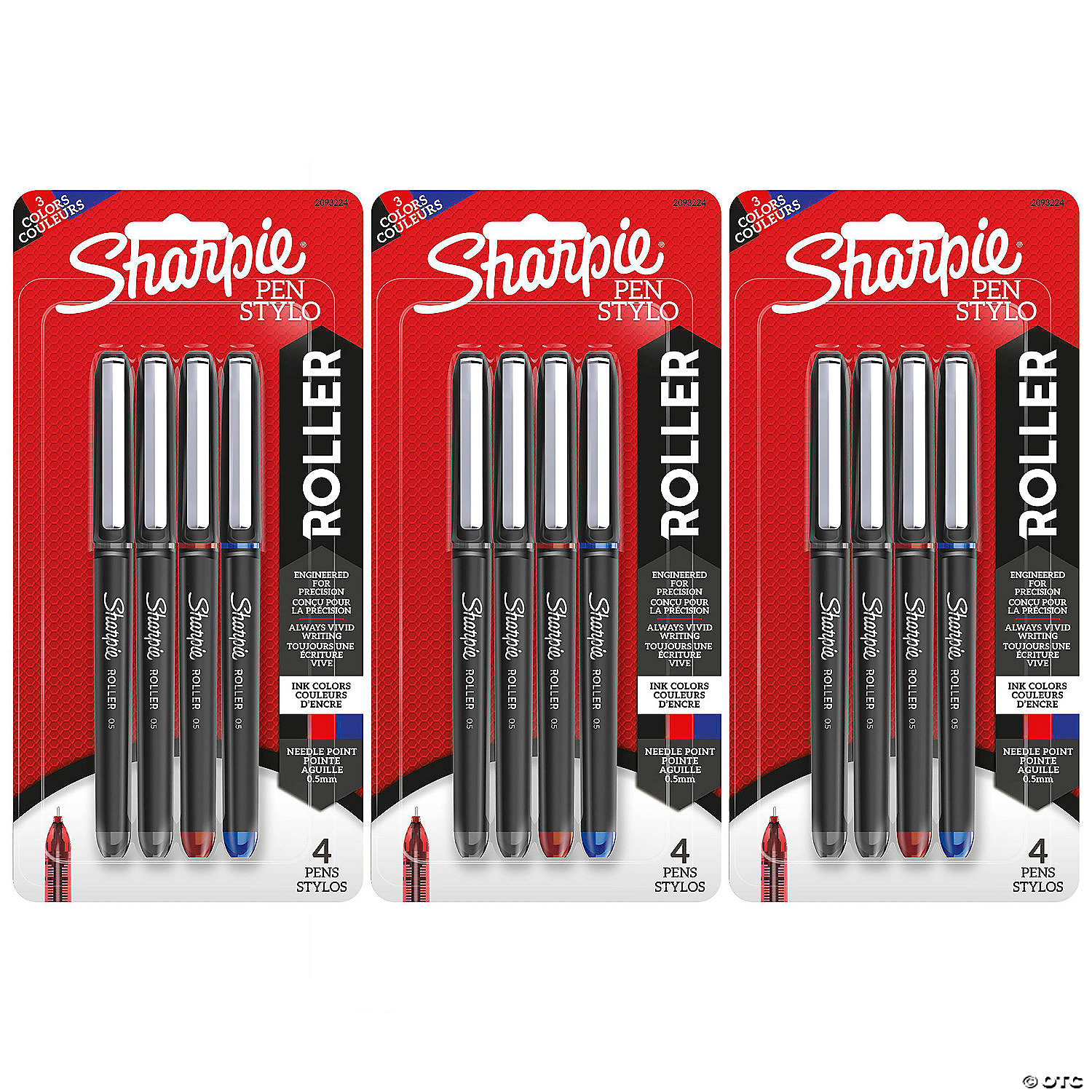 Sharpie Rollerball Pen, Needle Point (0.5mm), Assorted, 4 Per Pack, 3 ...