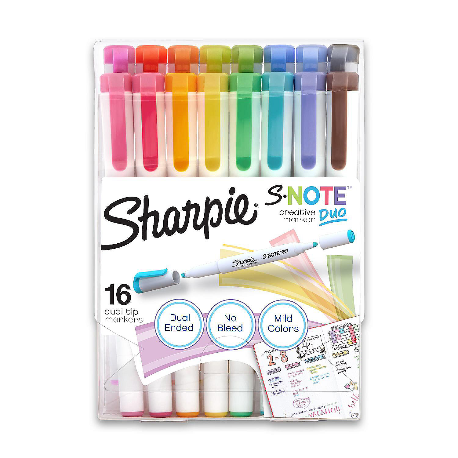 Sharpie S-Note Duo Dual-Ended Creative Highlighters 16/Pkg-Assorted Colors