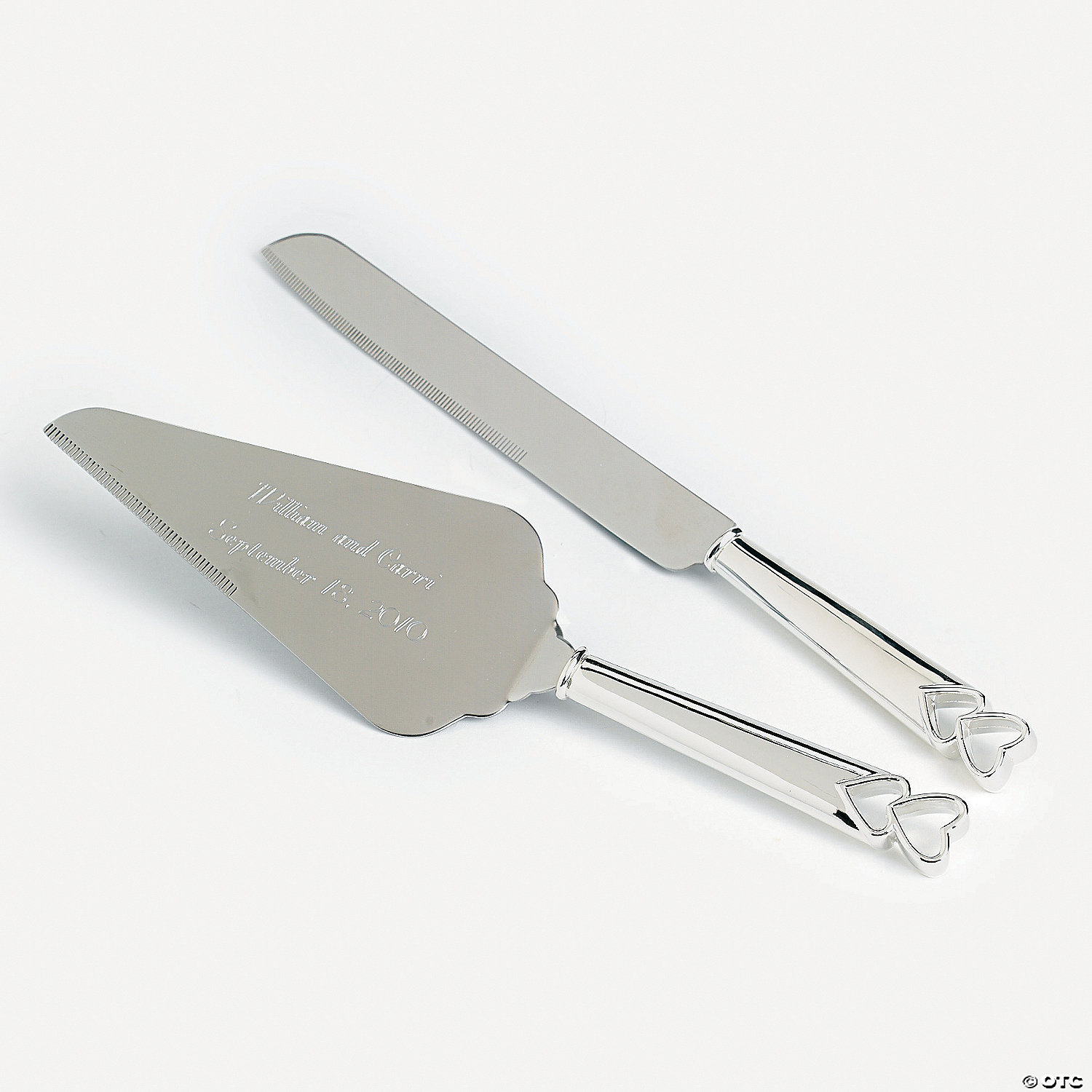 Silver-Plated Stacked Hearts Knife & Cake Server Set - Discontinued