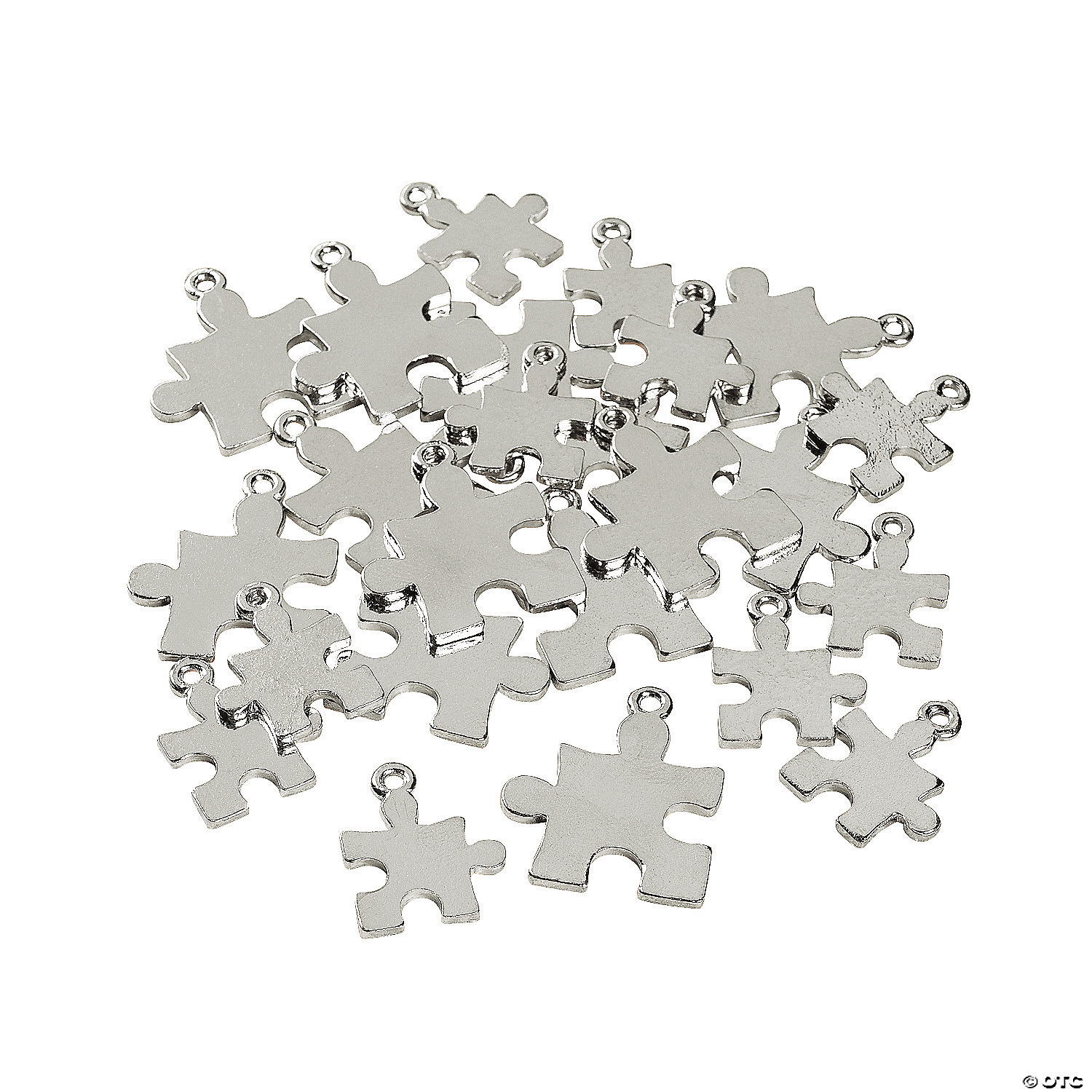 Silvertone Puzzle Piece Charms - 24 Pc. - Discontinued