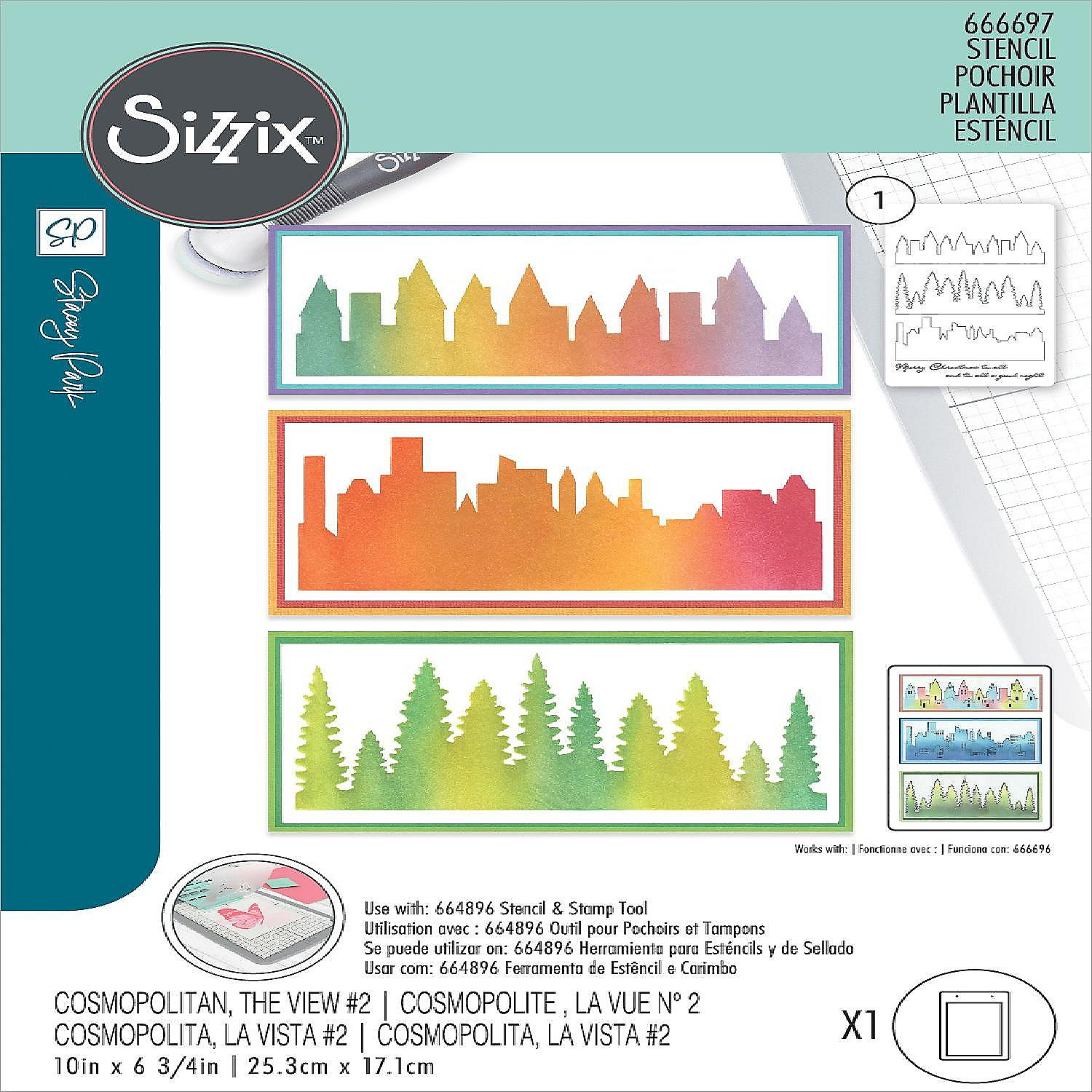 Sizzix A5 Cosmopolitan Stencil By Stacey Park-The View #2