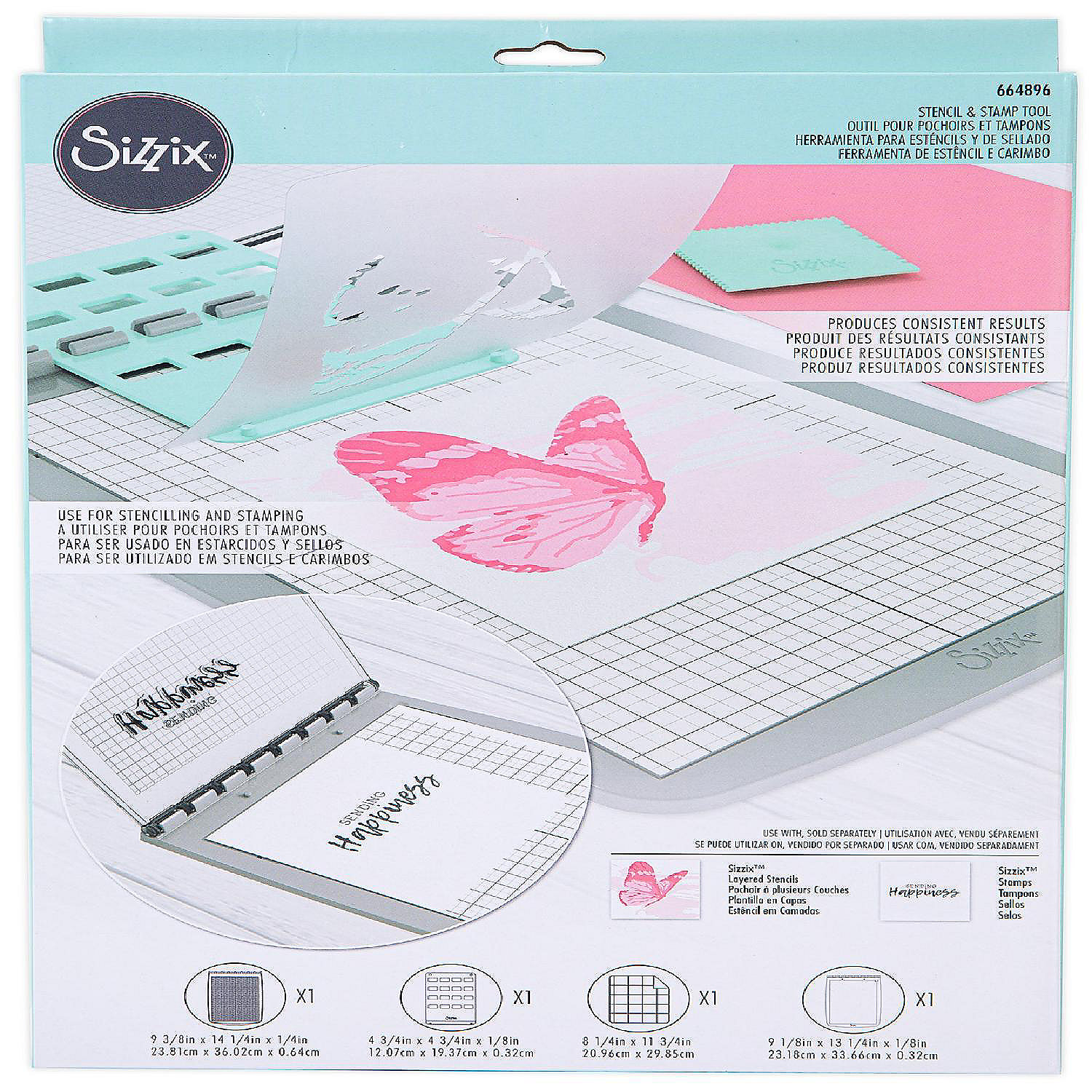 Sizzix Stencil & Stamp Tool-4 Pieces | Oriental Trading