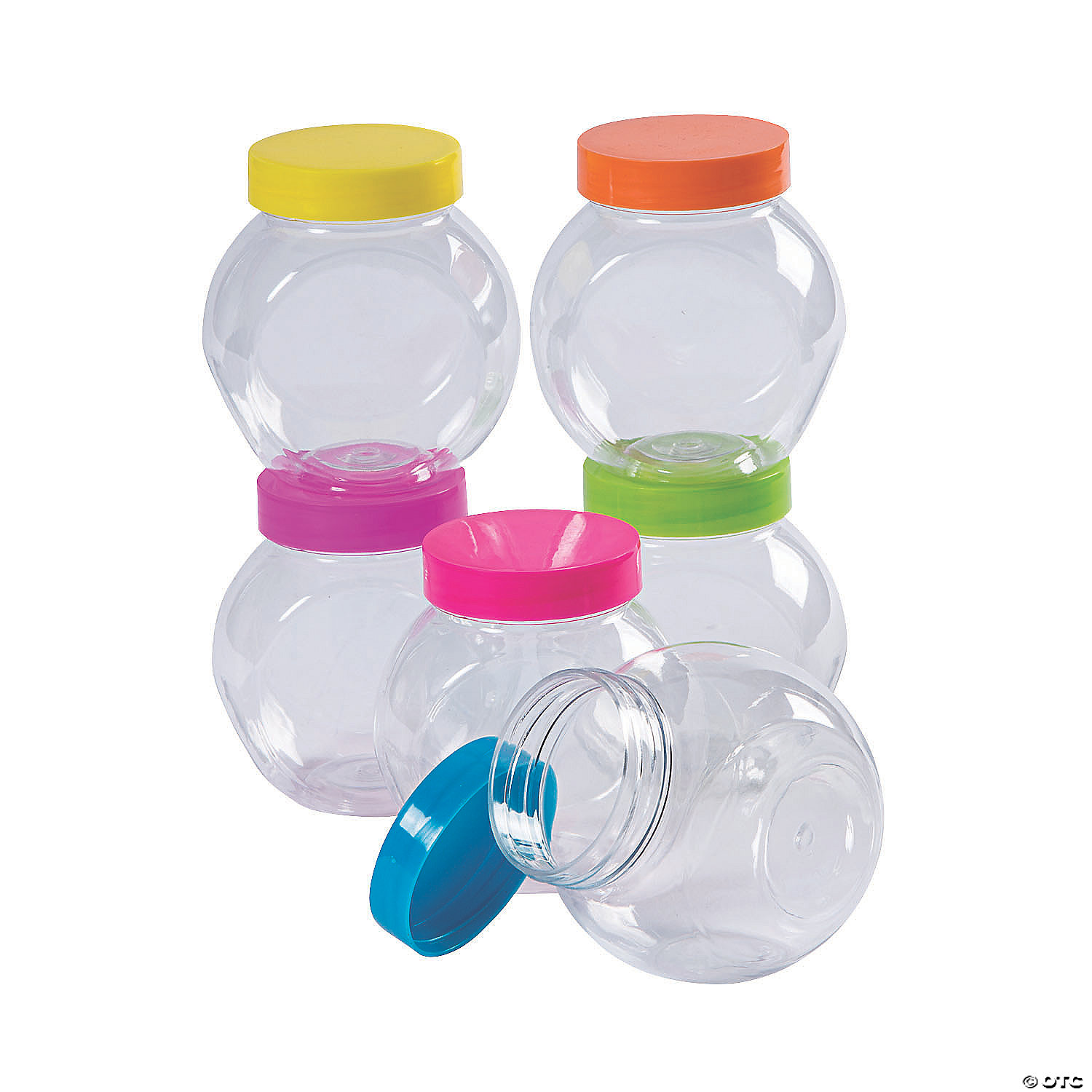 Small Round Storage Jars with Bright Lids - 12 Pc. | Oriental Trading