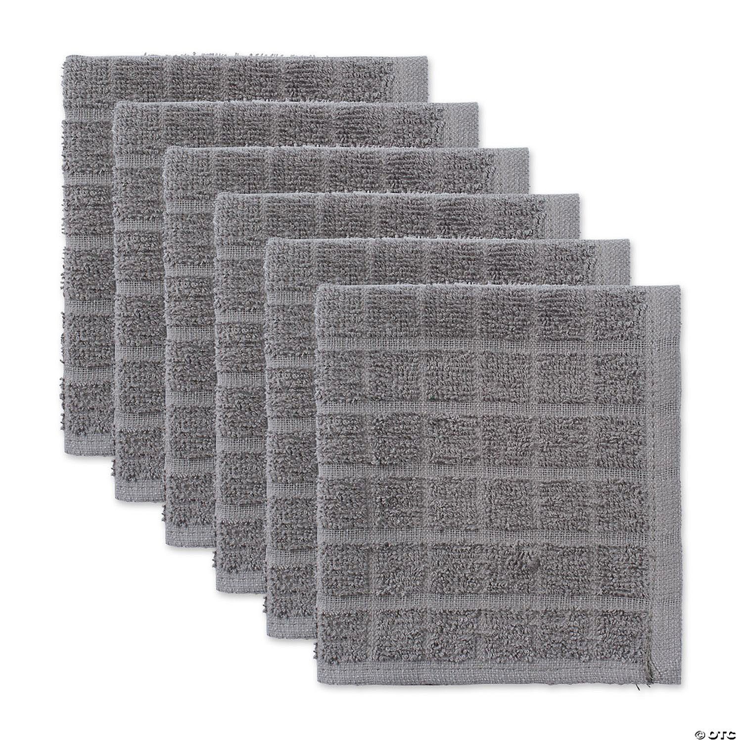 Solid Gray Windowpane Terry Dishcloth (Set Of 6) | Oriental Trading