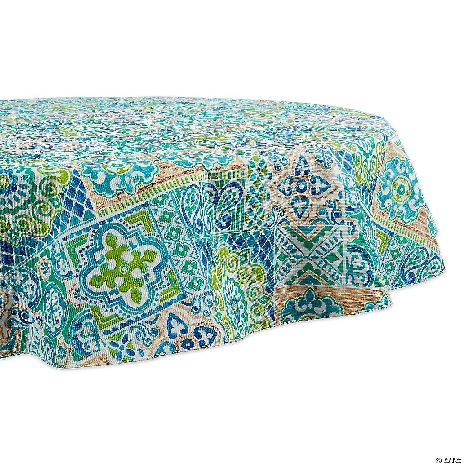 Spanish Tile Vinyl Tablecloth 70" Round | Oriental Trading